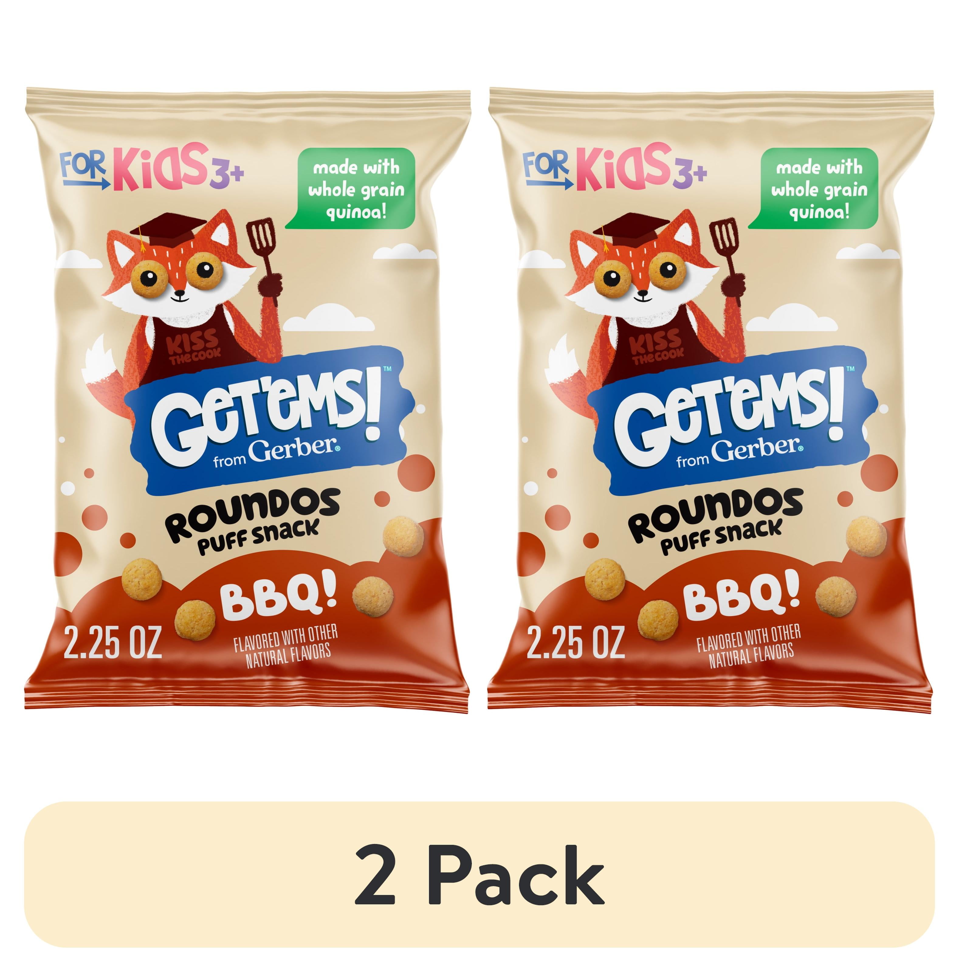 (2 pack) Get'ems from Gerber BBQ Roundos Puff Snack, Kids Snack Made ...