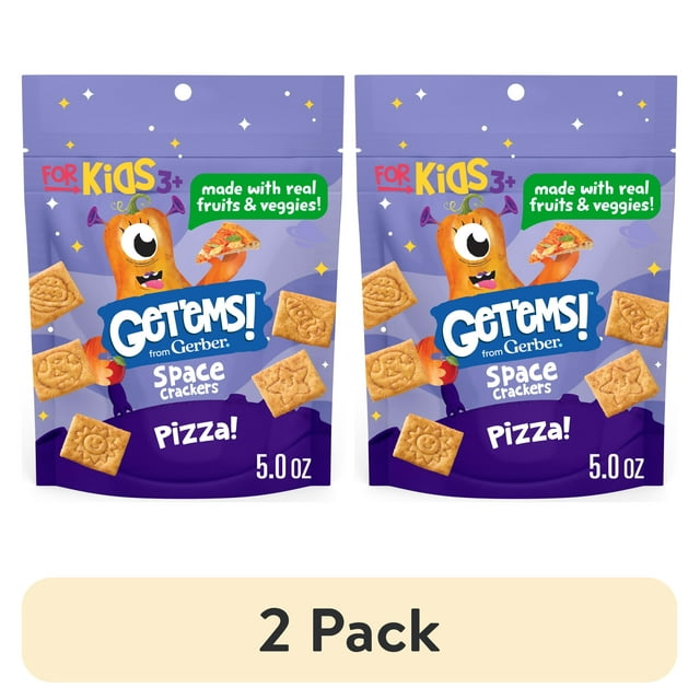 (2 pack) Get'ems from Gerber Pizza Space Crackers, Kids Snack Made with ...