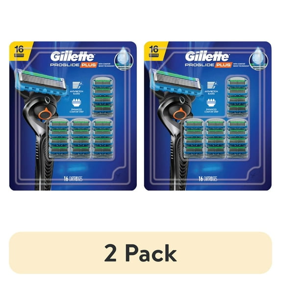 (2 pack) Gillette Proglide Plus Razor Cartridge Refills, 16 Count ...