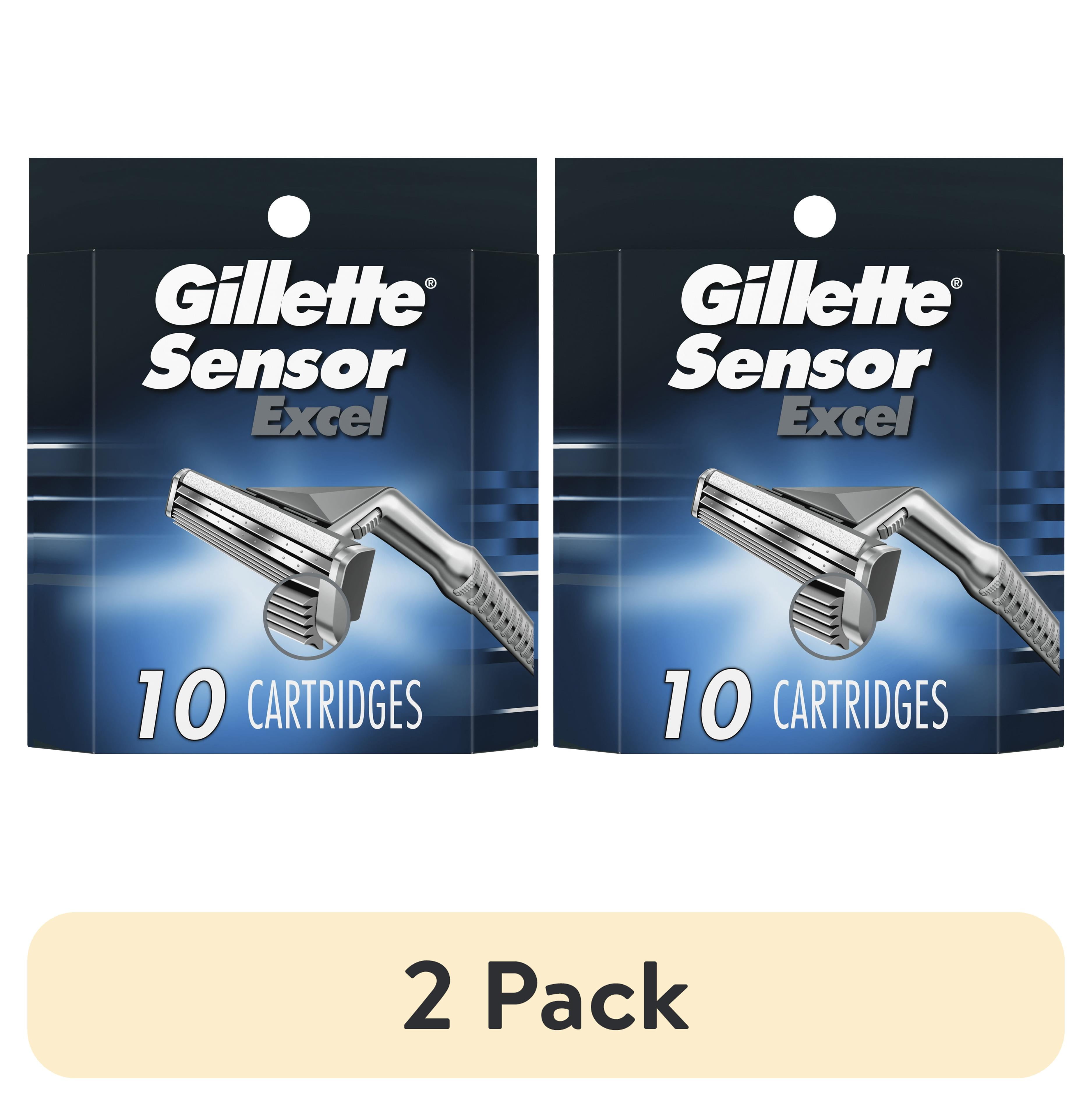 (2 pack) Gillette Sensor Excel Men's Razor Blade Refills, 2 Blade, 10 ...