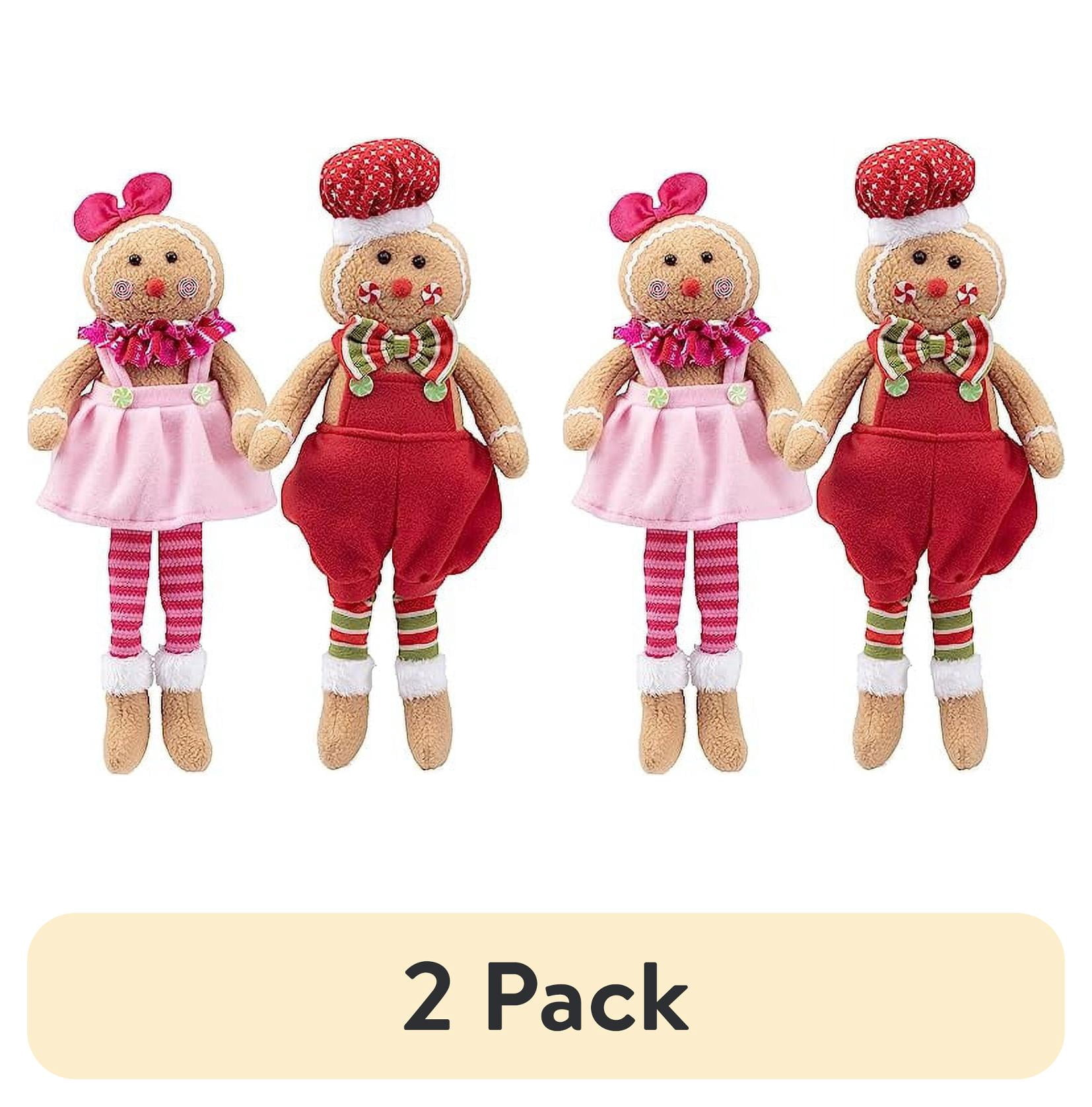 (2 pack) Gingerbread Plush Dolls, Set of 2- 17" Boy and Girl Cute Shelf ...