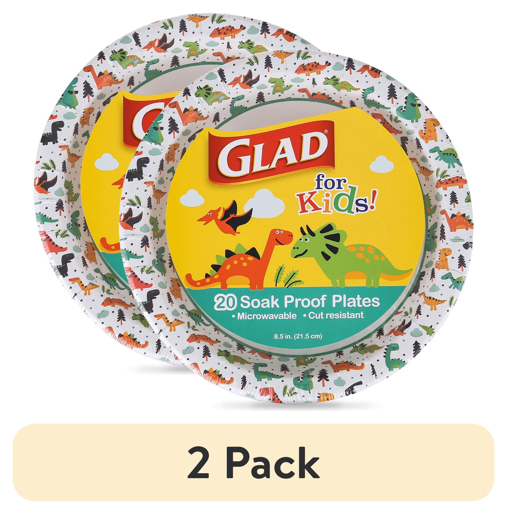 (2 pack) Glad Kids Dinosaurs Round Paper Plates 8.5 inches 20ct ...