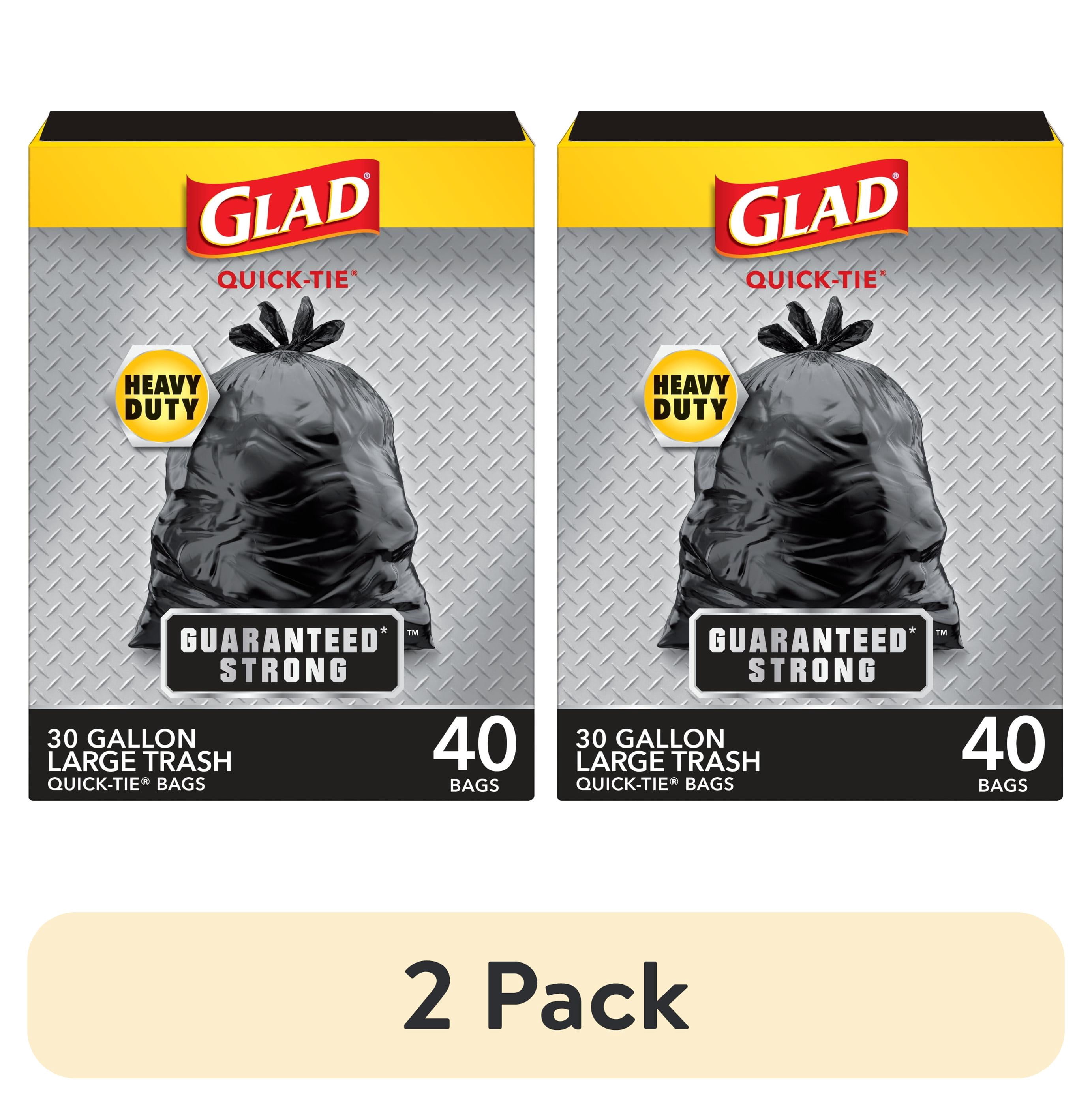 (2 pack) Glad Quick Tie Extra Strong Large Trash Bags, 30 Gallon, 40 ...