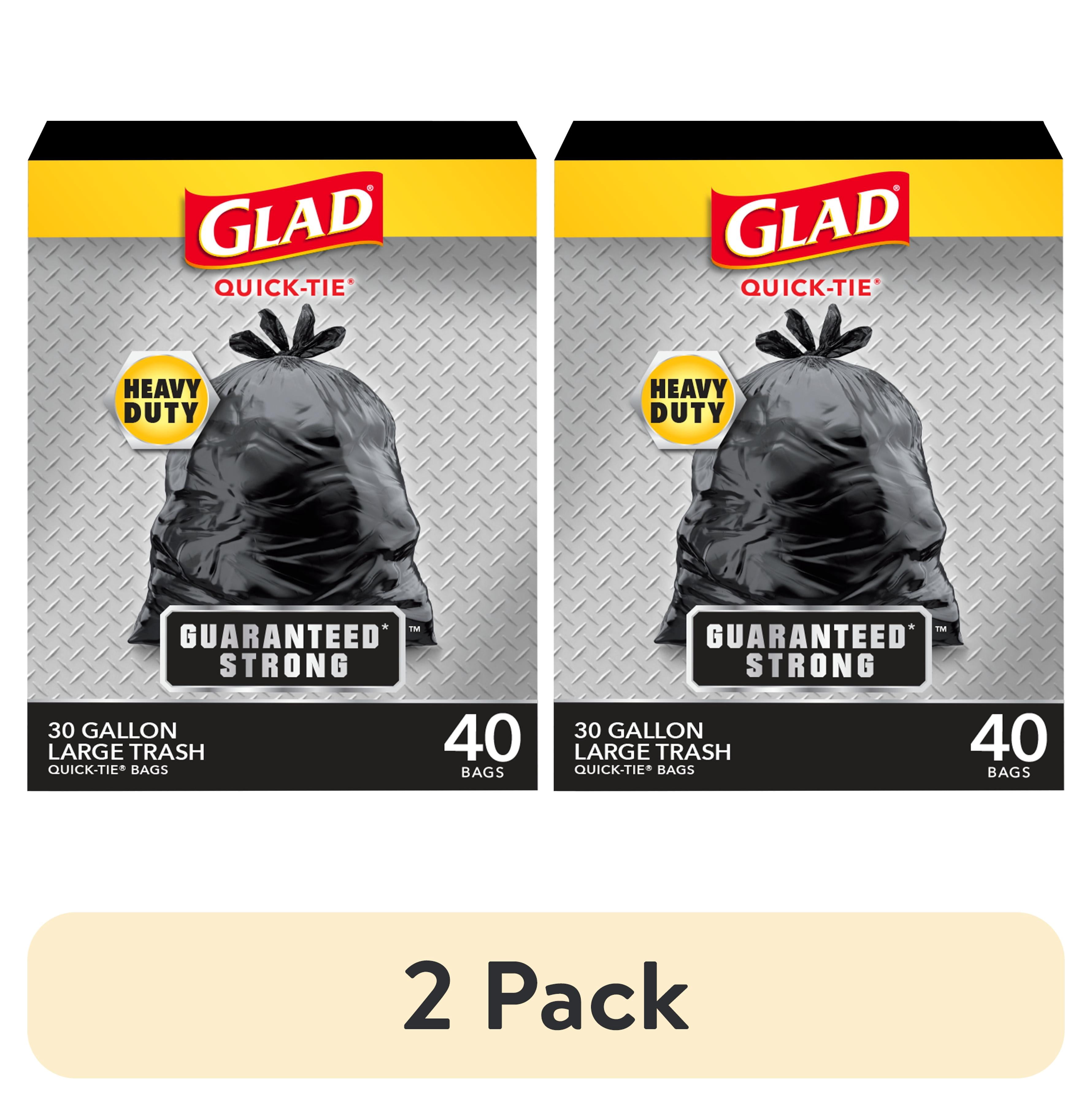 (2 pack) Glad 30-Gallon Quick Tie Extra Strong Heavy Duty Large Trash ...