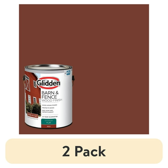 (2 pack) Glidden Grab-N-Go Barn & Fence Wood Exterior Paint Flat, Red ...