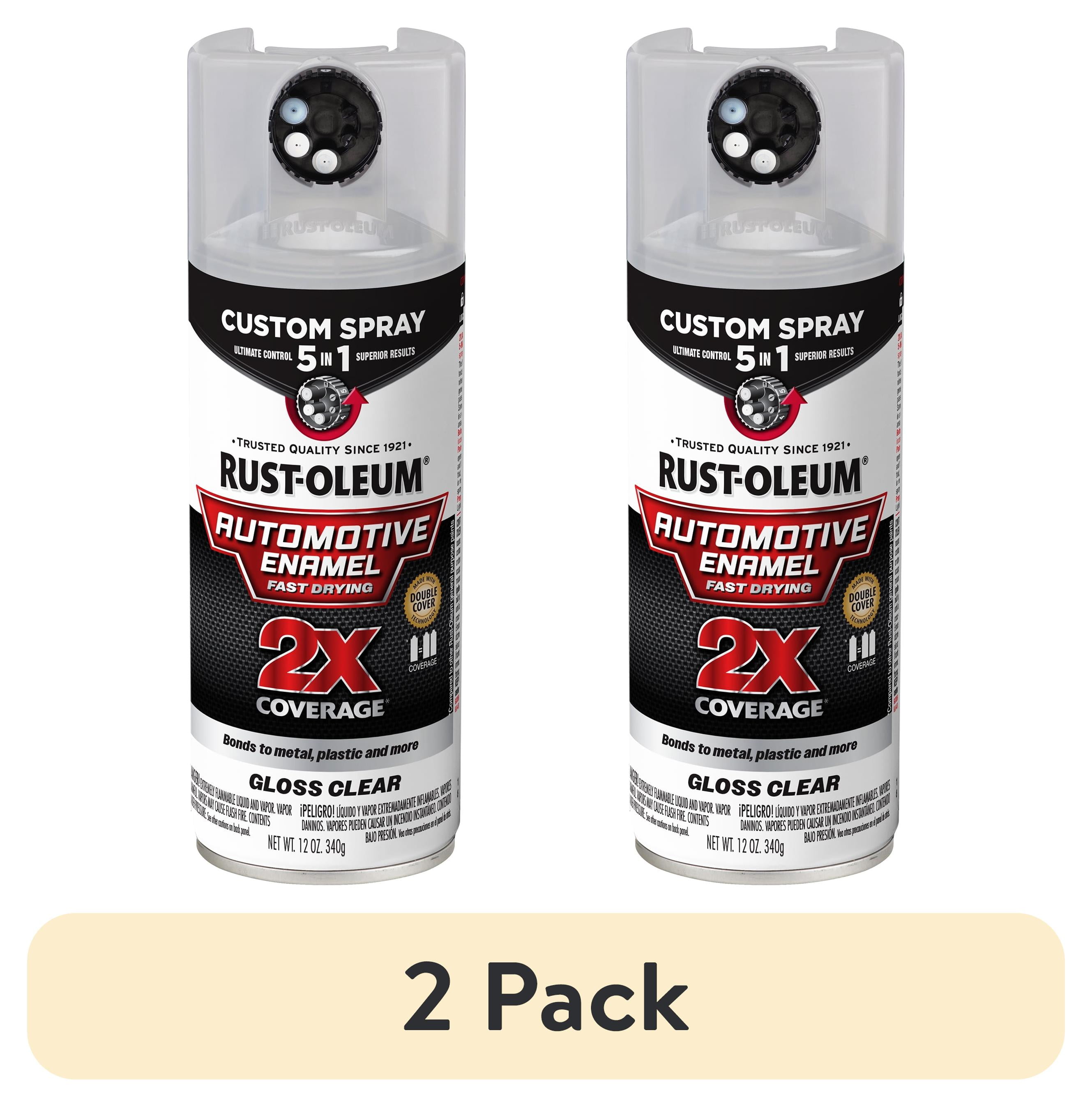 (2 pack) Gloss Clear, Rust-Oleum 2X Automotive Enamel 5 in 1 Spray ...