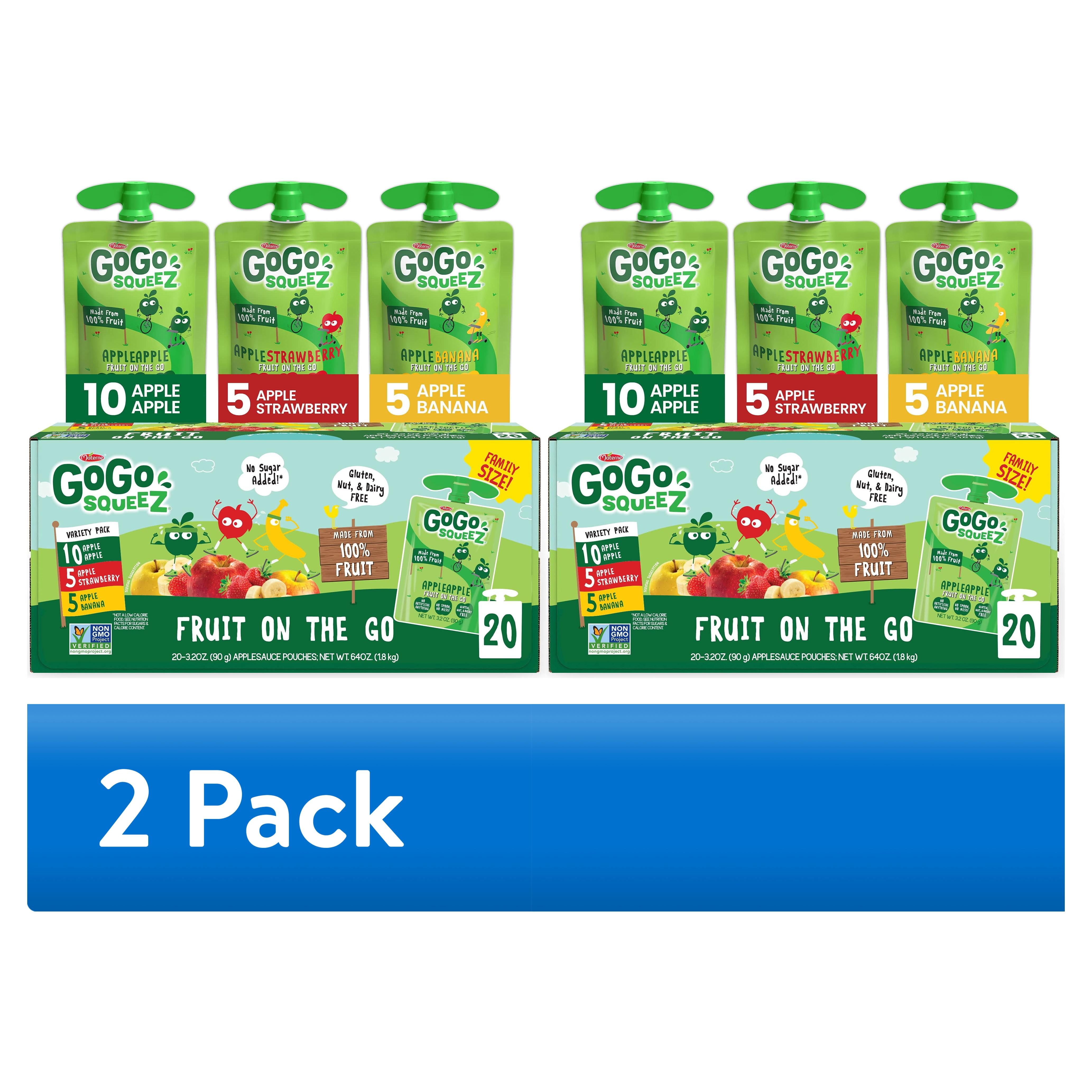 (2 pack) GoGo squeeZ Applesauce and Fruit Puree, Apple Apple, Apple Banana, and Apple Strawberry ...