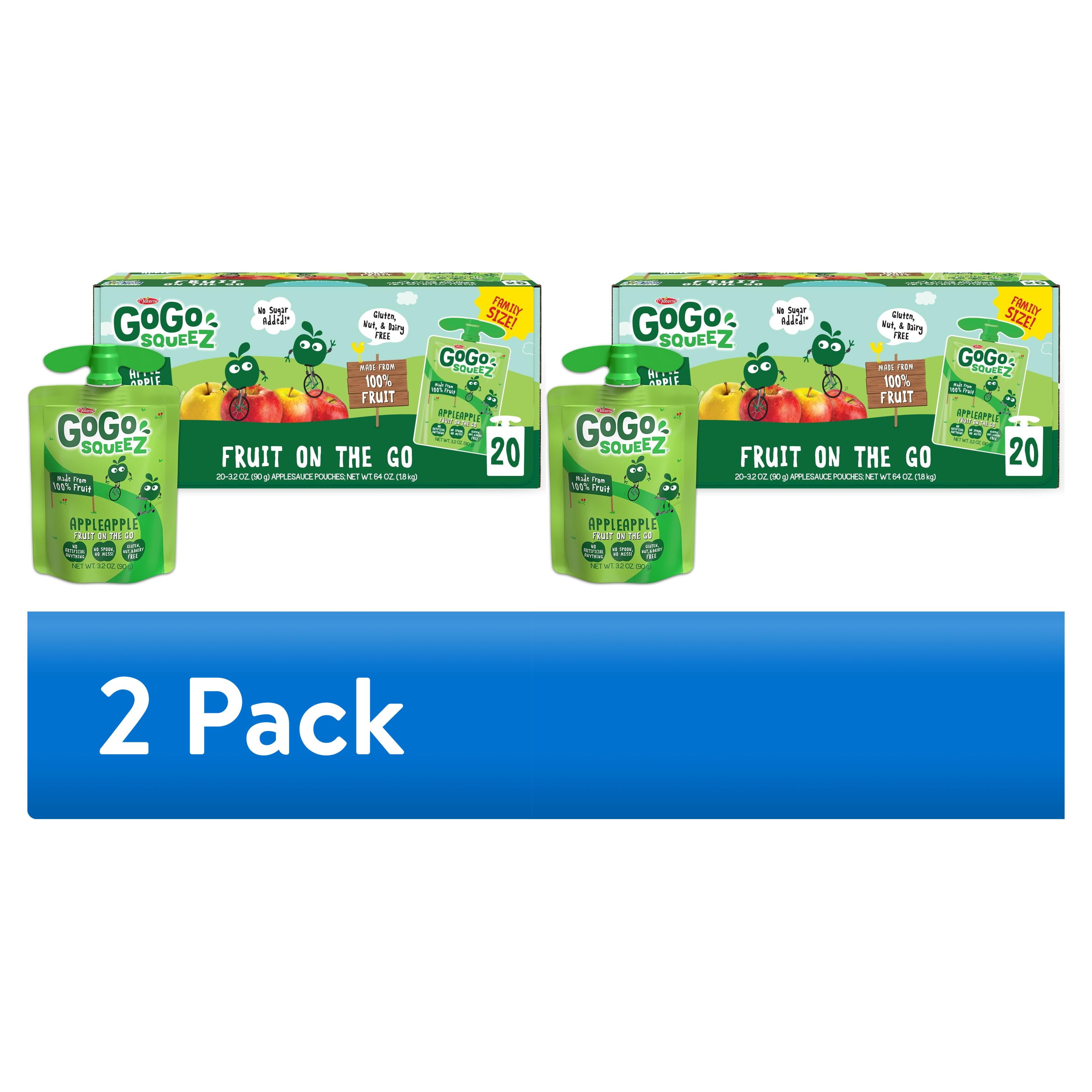 (2 pack) GoGo squeeZ Applesauce and Fruit Puree, Apple Apple Snack Pouches, 3.2 oz, 20 Pack ...