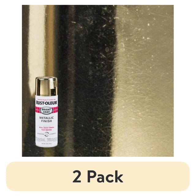 (2 pack) Gold, Rust-Oleum Stops Rust Bright Coat Metallic Spray Paint ...