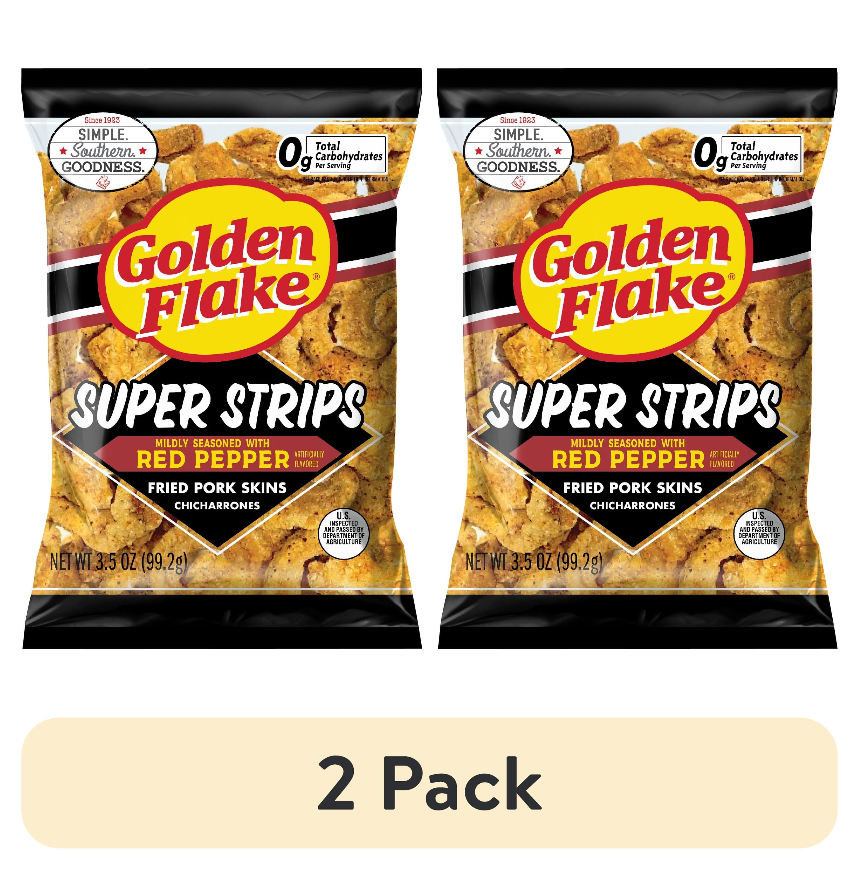 (2 pack) Golden Flake Super Strips Red Pepper Fried Pork Skins, 3.5 oz ...
