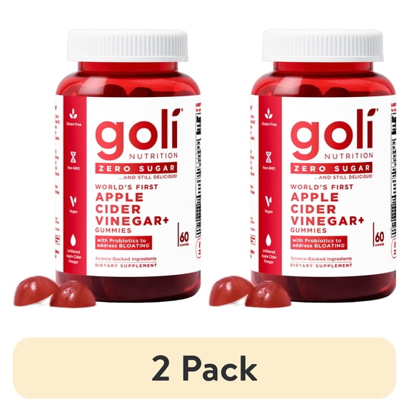 (2 pack) Goli Nutrition Apple Cider Vinegar Zero Sugar Apple Cider ...