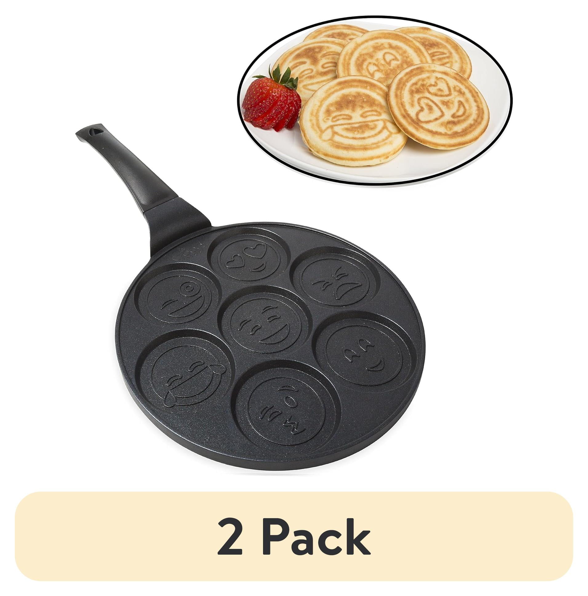 (2 pack) Good Cooking Non-Stick Emoji Smiley Face Pancake Pan with 7 ...