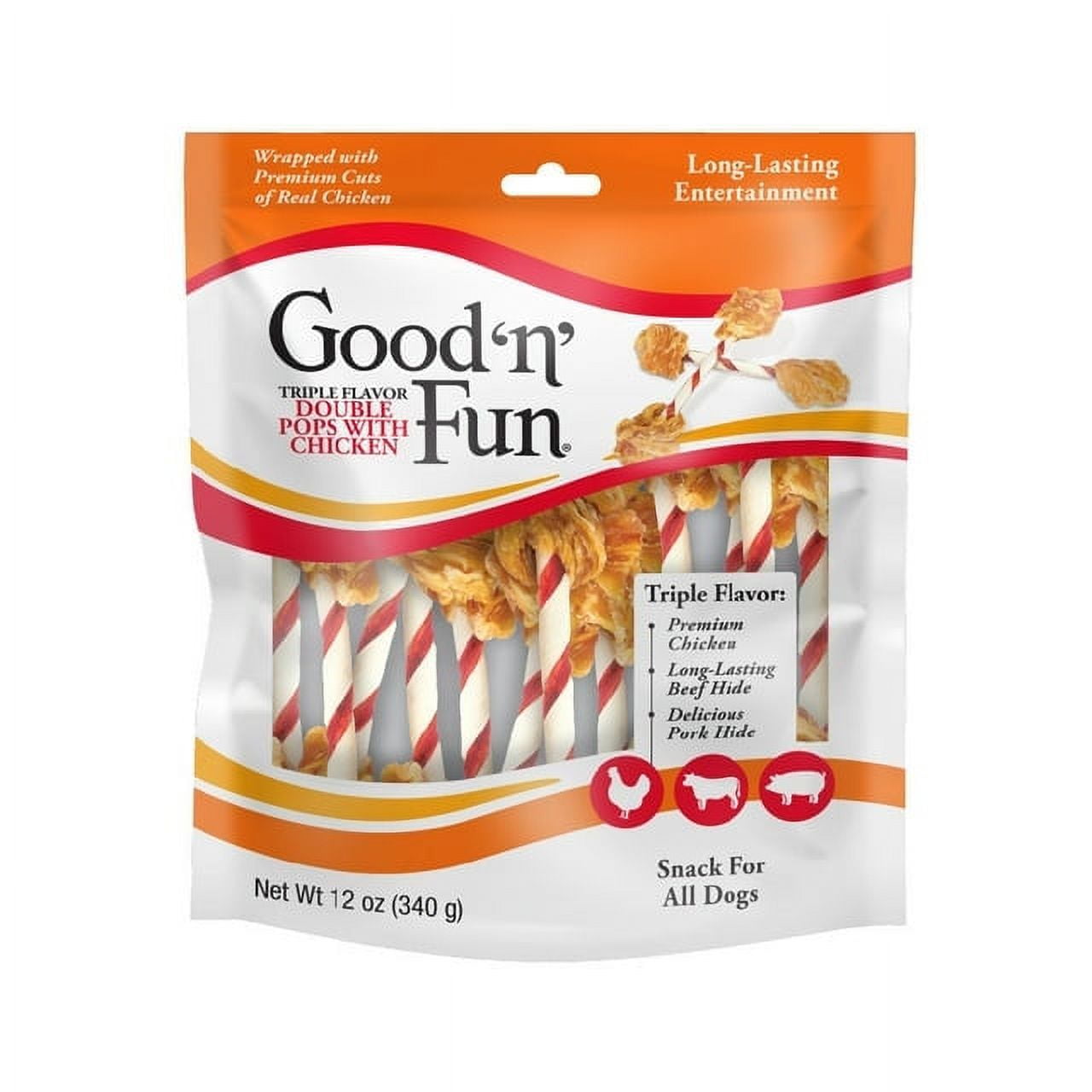 (2 pack) Good ’n’ Fun Triple Flavor Double Pops with Chicken, Rawhide ...
