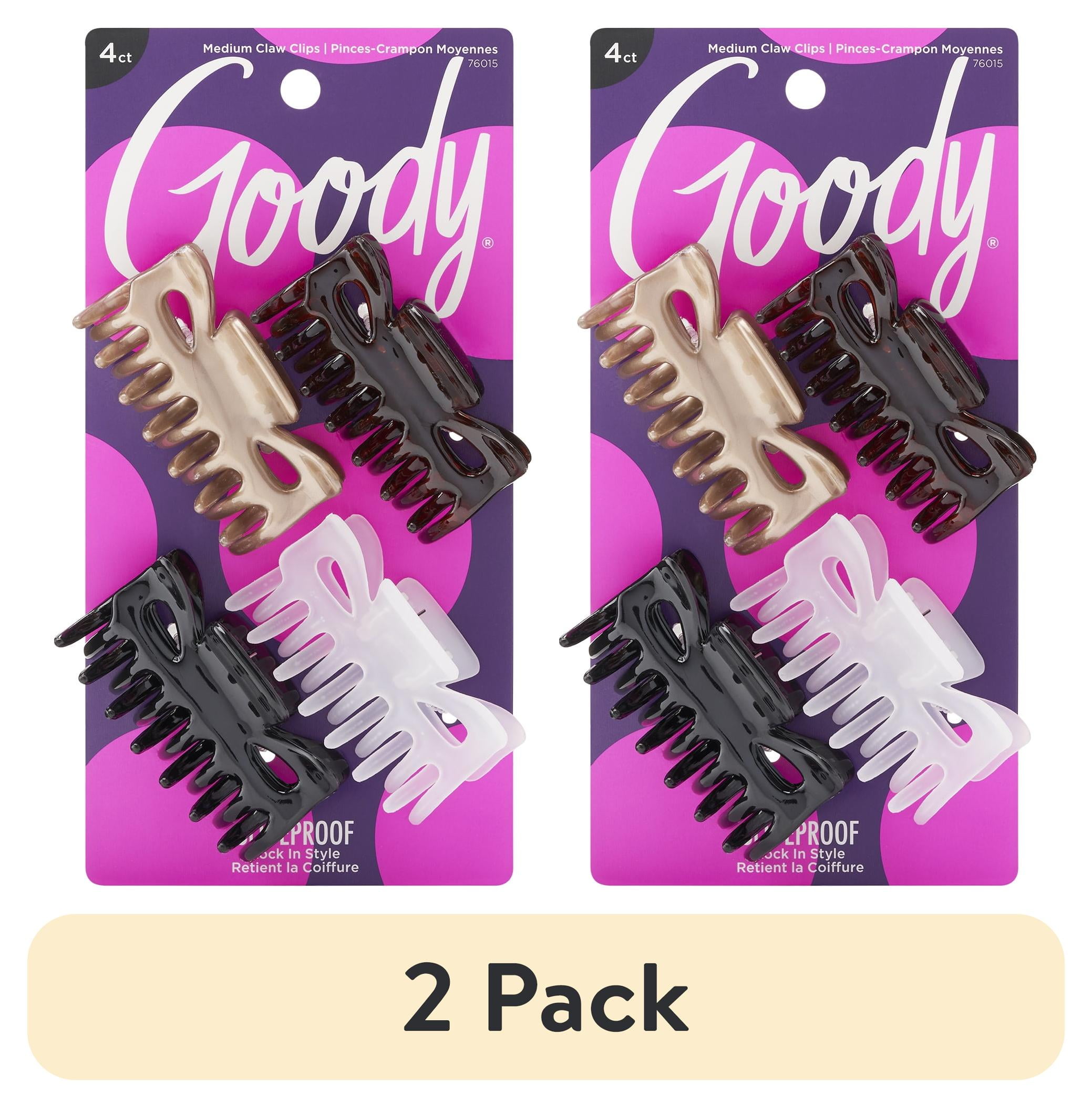 (2 pack) Goody Medium Claw Hair Clips Assorted Neutral Colors 4 Ct ...