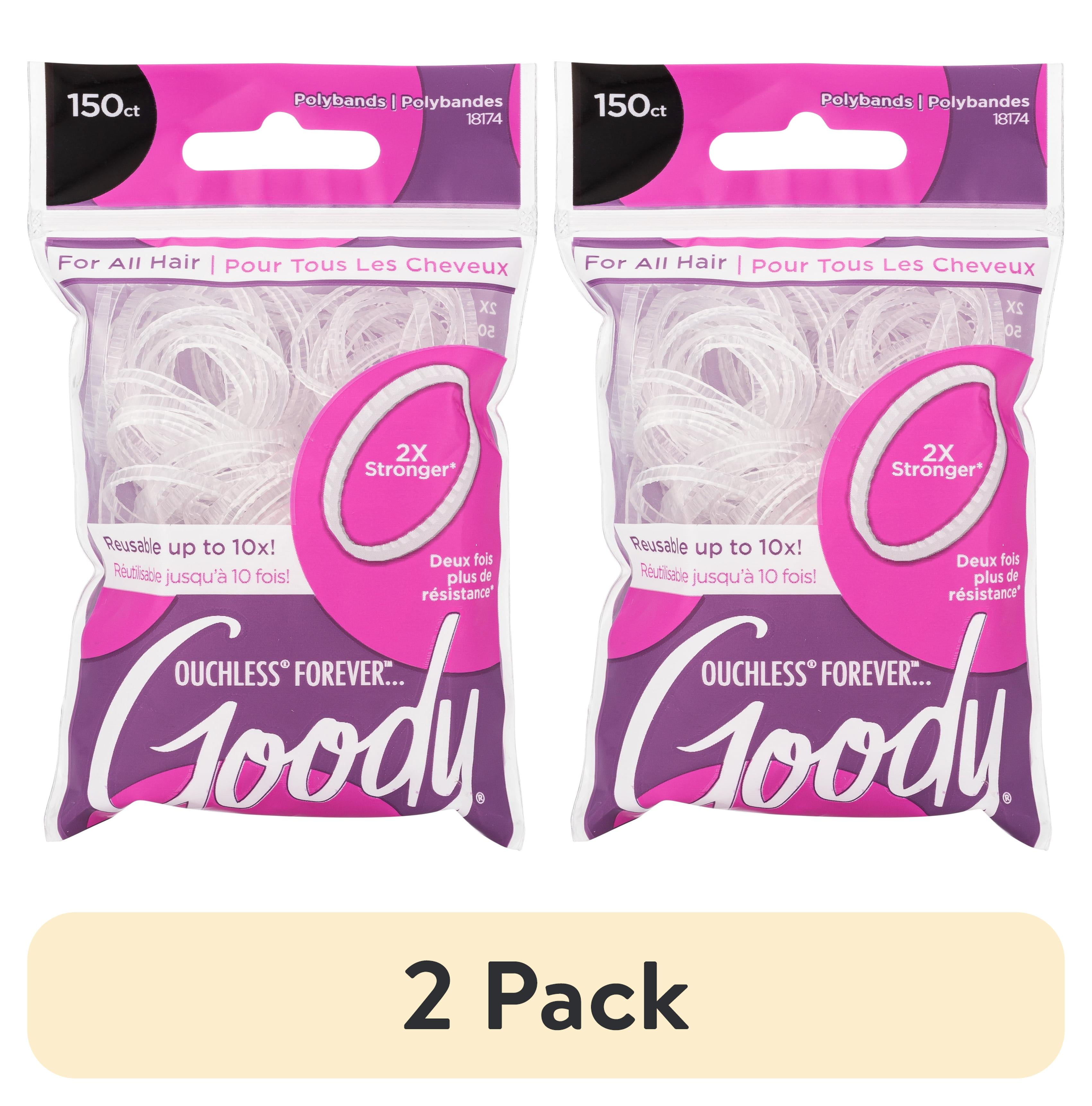 (2 pack) Goody Ouchless Forever Polyband Hair Ties, Clear Elastic Bands ...