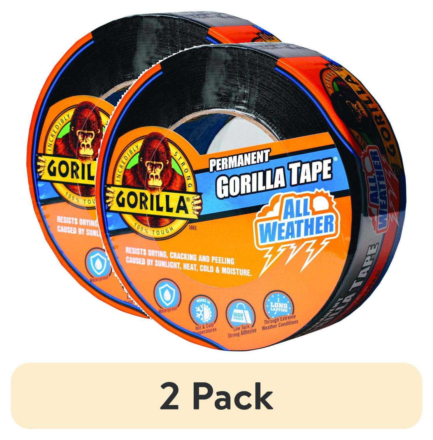 (2 pack) Gorilla All Weather Duct Tape, Black, 1.88" x 25 yd - UV and ...