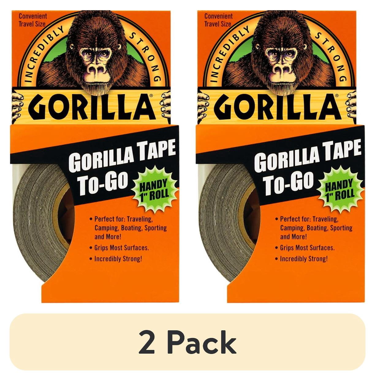 (2 pack) Gorilla Black Tape to-Go Handy Roll, 1 in x 10 Yard Roll ...