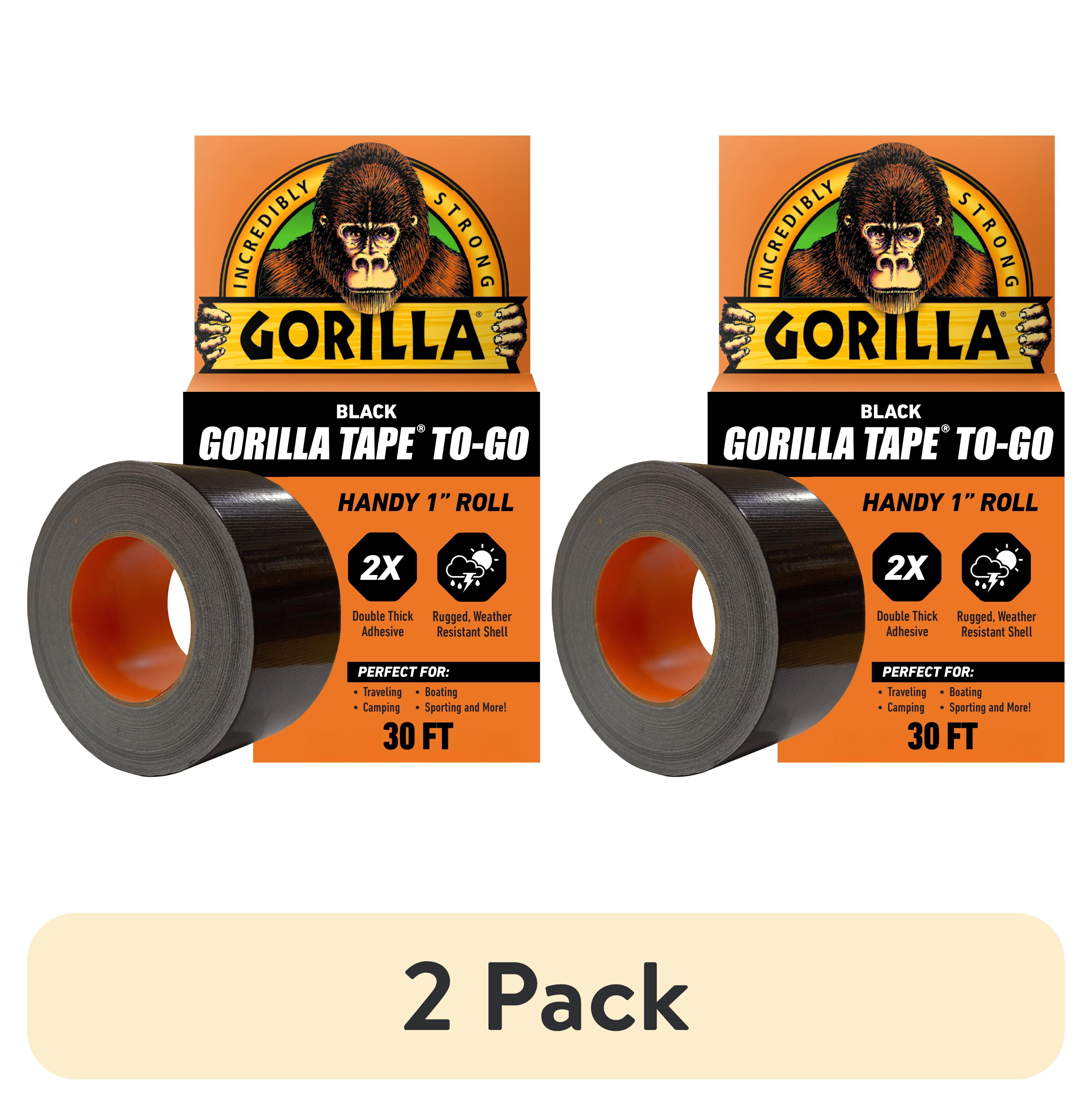 (2 pack) Gorilla Black Tape to-Go Handy Roll, 1 in x 10 Yard Roll ...