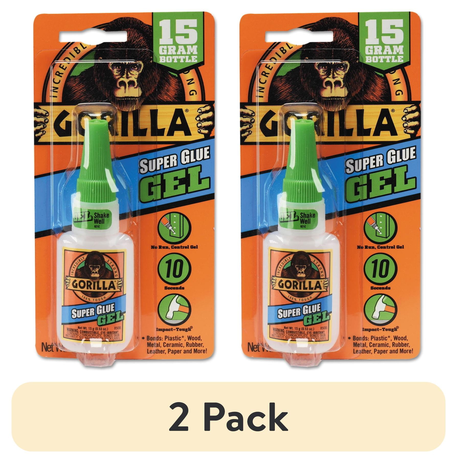 (2 pack) Gorilla Glue Super Glue Gel (15g) Clear Color, Pack of 1 ...
