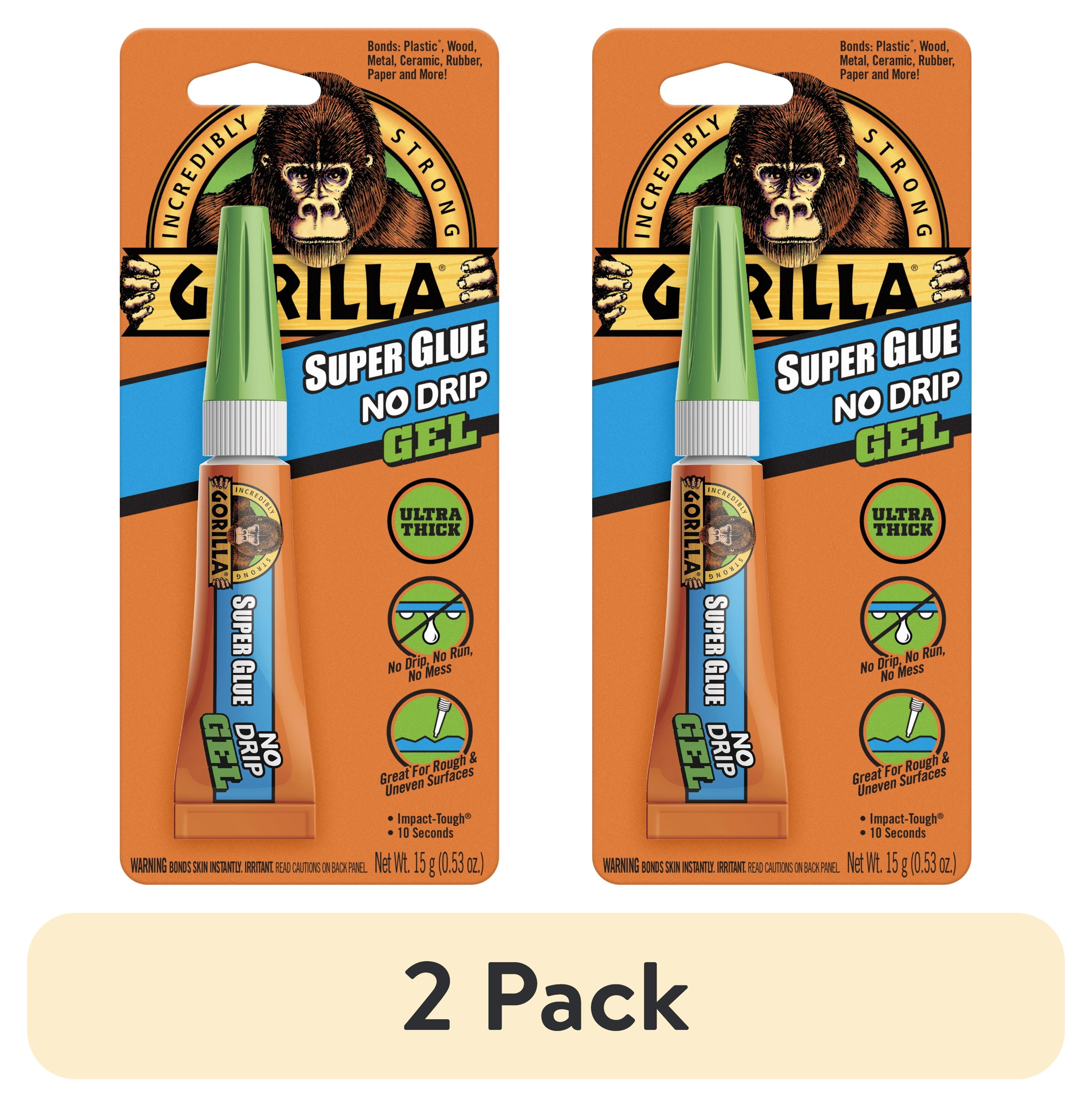 (2 pack) Gorilla Super Glue No Drip Gel, 15g, Clear - Walmart.com