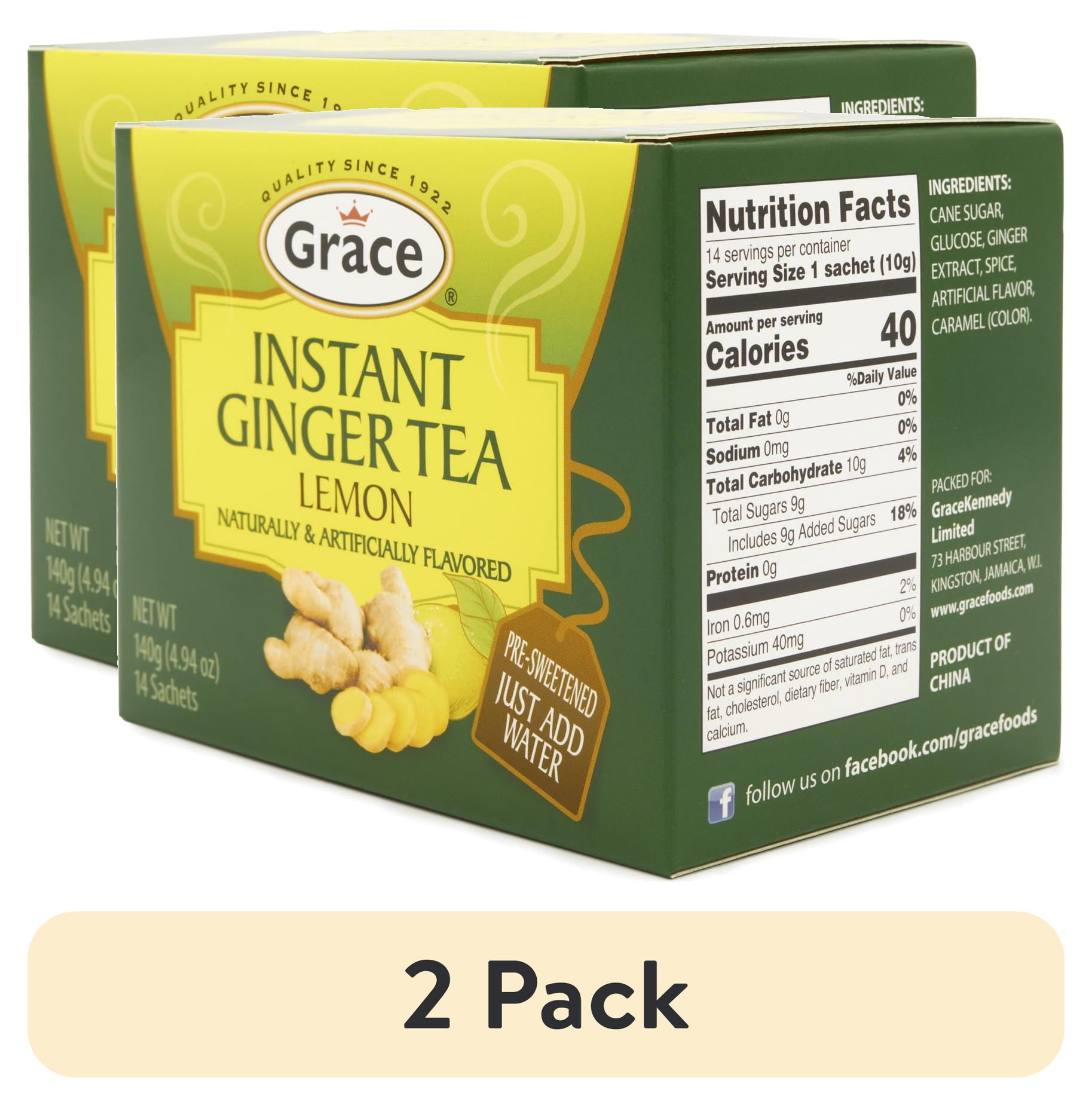 (2 pack) Grace Instant Lemon Ginger Tea, 14 Pack 0.4 OZ - Walmart ...