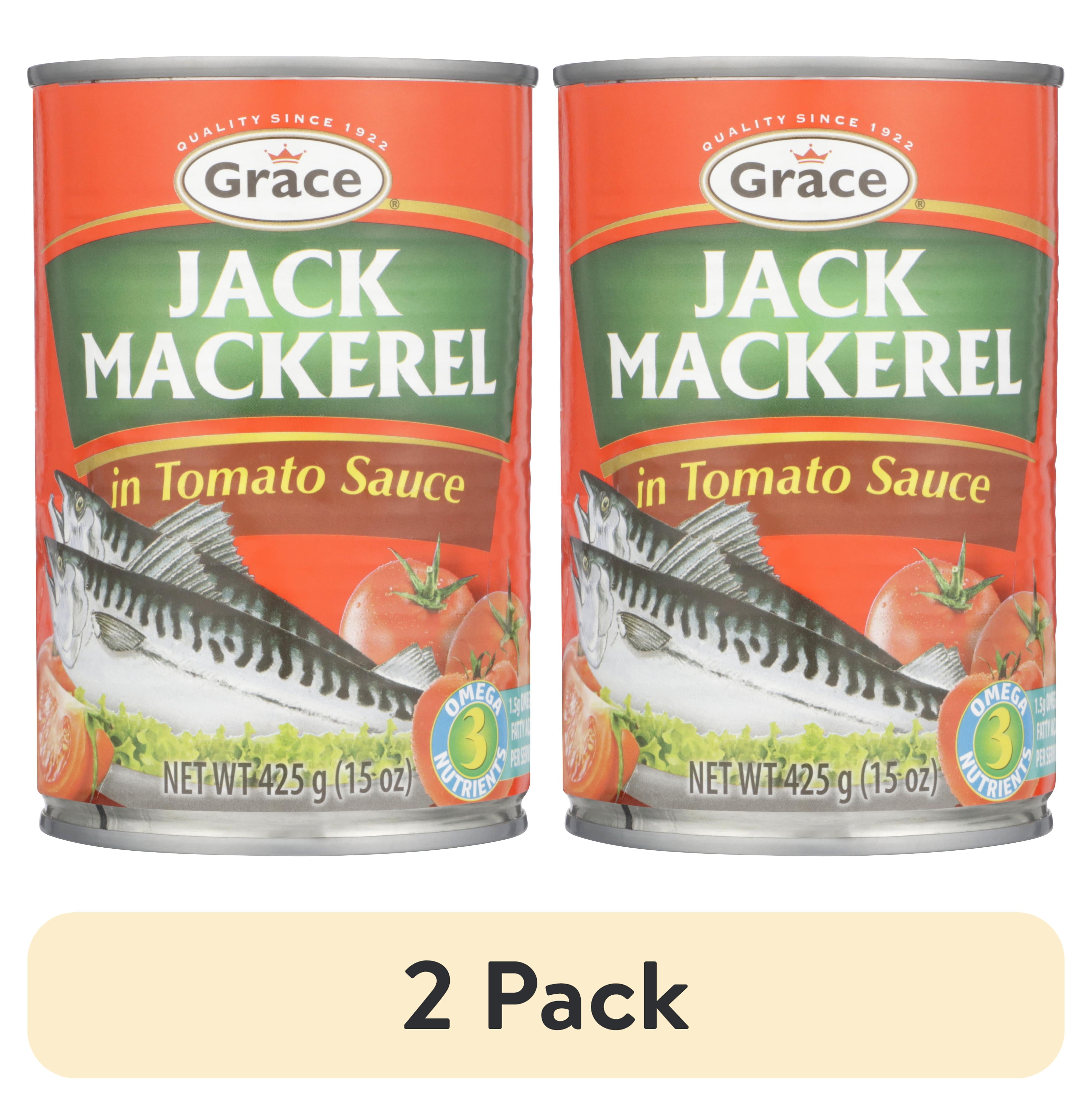 (2 pack) Grace Jack Mackerel in Tomato Sauce 15 oz Can, Rich in Omega-3 ...