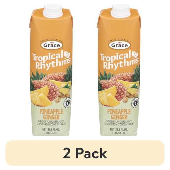 (2 pack) Grace Tropical Rhythms Pineapple Ginger Juice, 12 Pack 33 FL ...