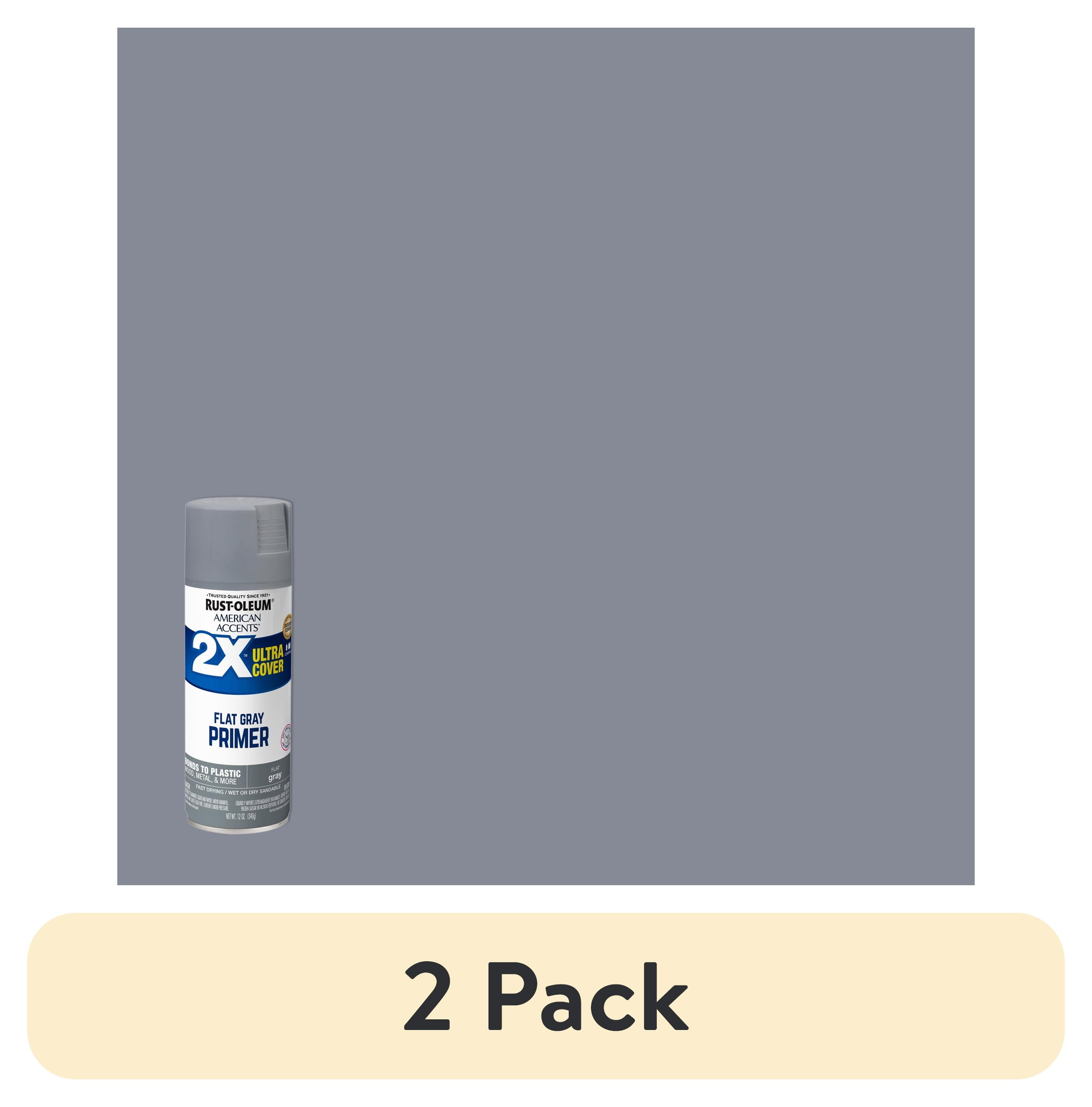 (2 pack) Gray Primer, Rust-Oleum American Accents 2X Ultra Cover Flat ...
