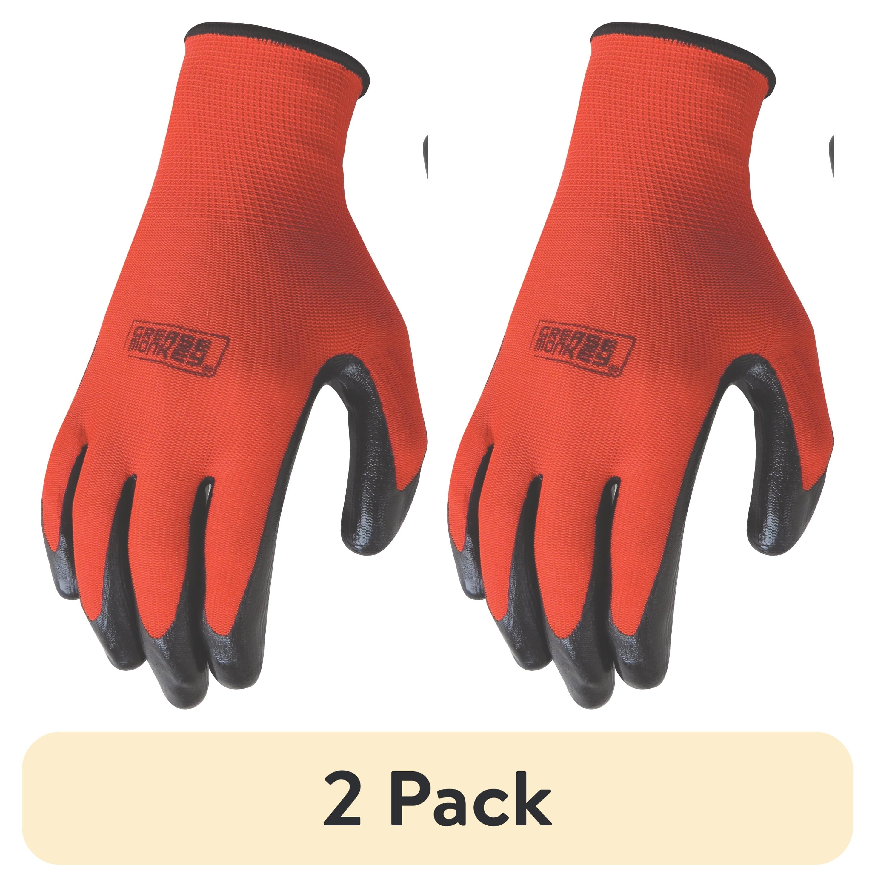 (2 pack) Grease Monkey Nitrile Coated Work Gloves, Red, Men's Large, 8 ...