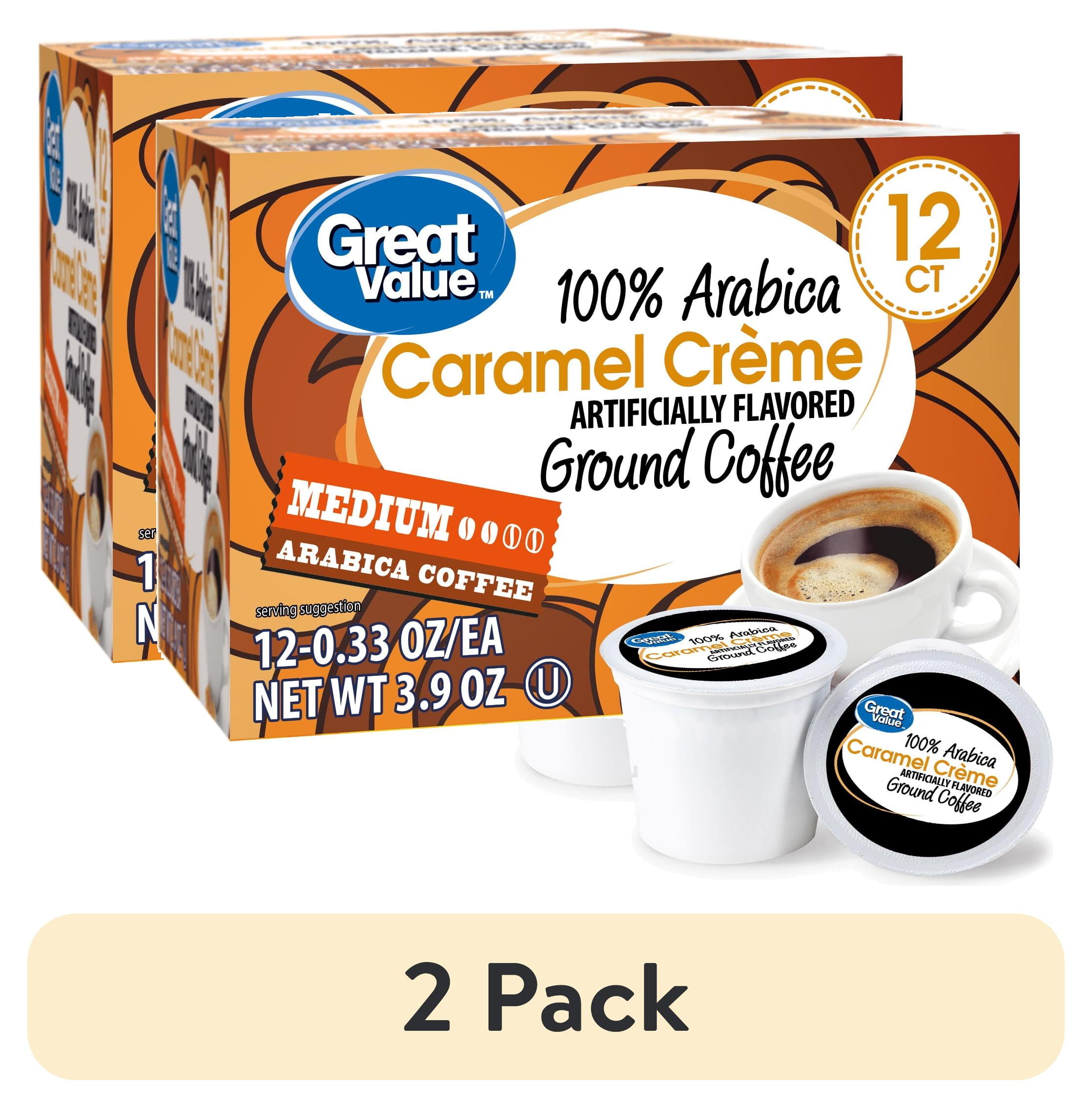 (2 pack) Great Value 100% Arabica Caramel Medium Roast Coffee Pods, 12 ...