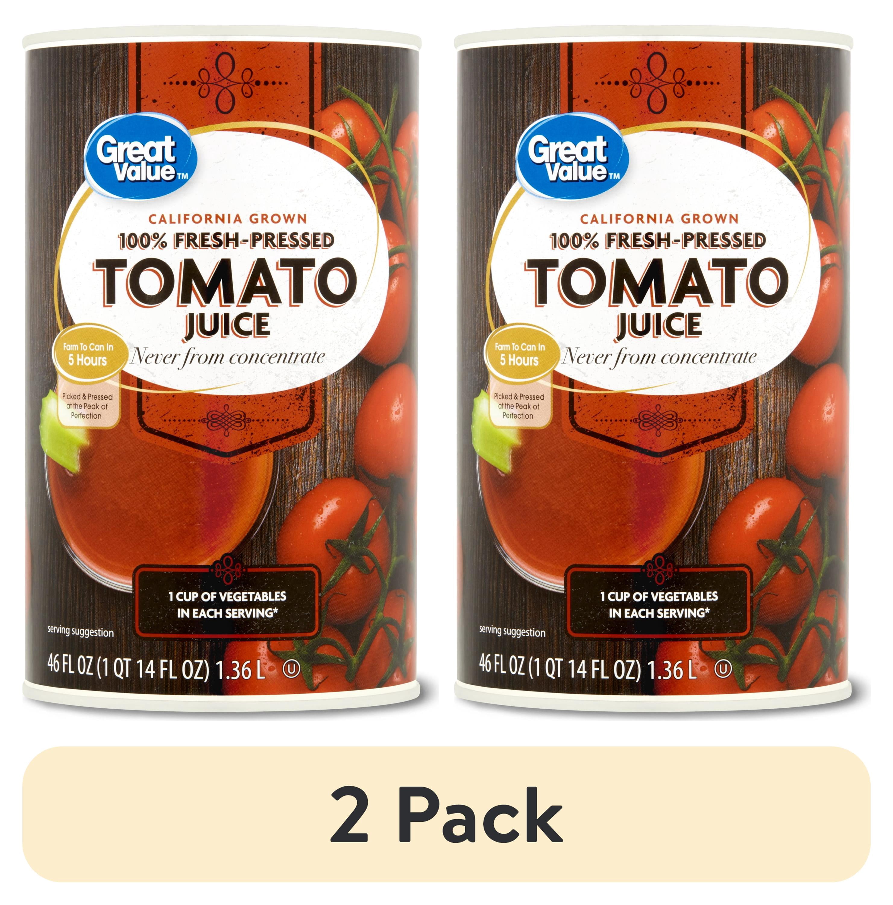 (2 pack) Great Value 100% Fresh-Pressed Tomato Juice, 46 fl oz ...