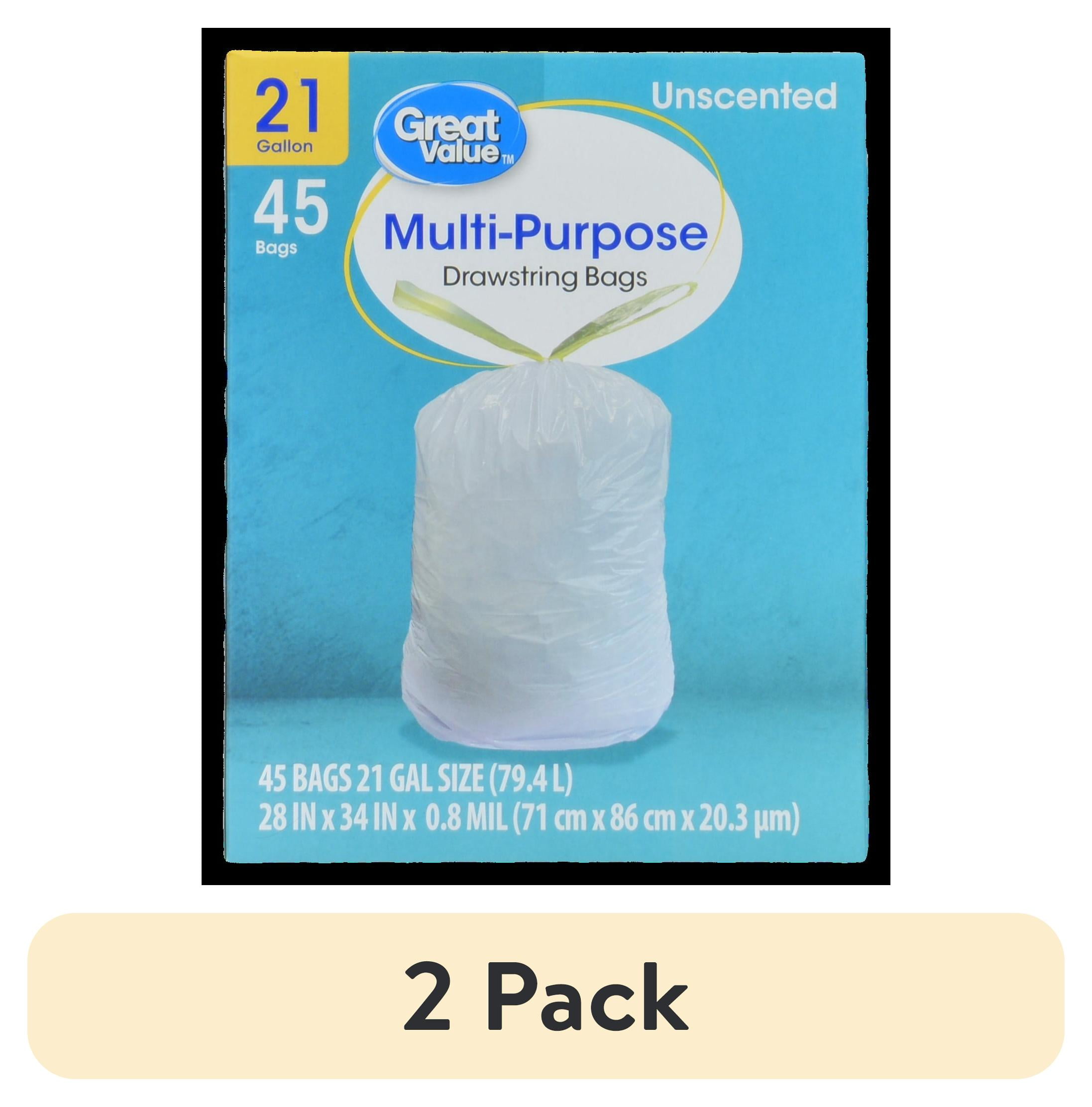 (2 pack) Great Value 21-Gallon Multipurpose Drawstring Trash Bag ...