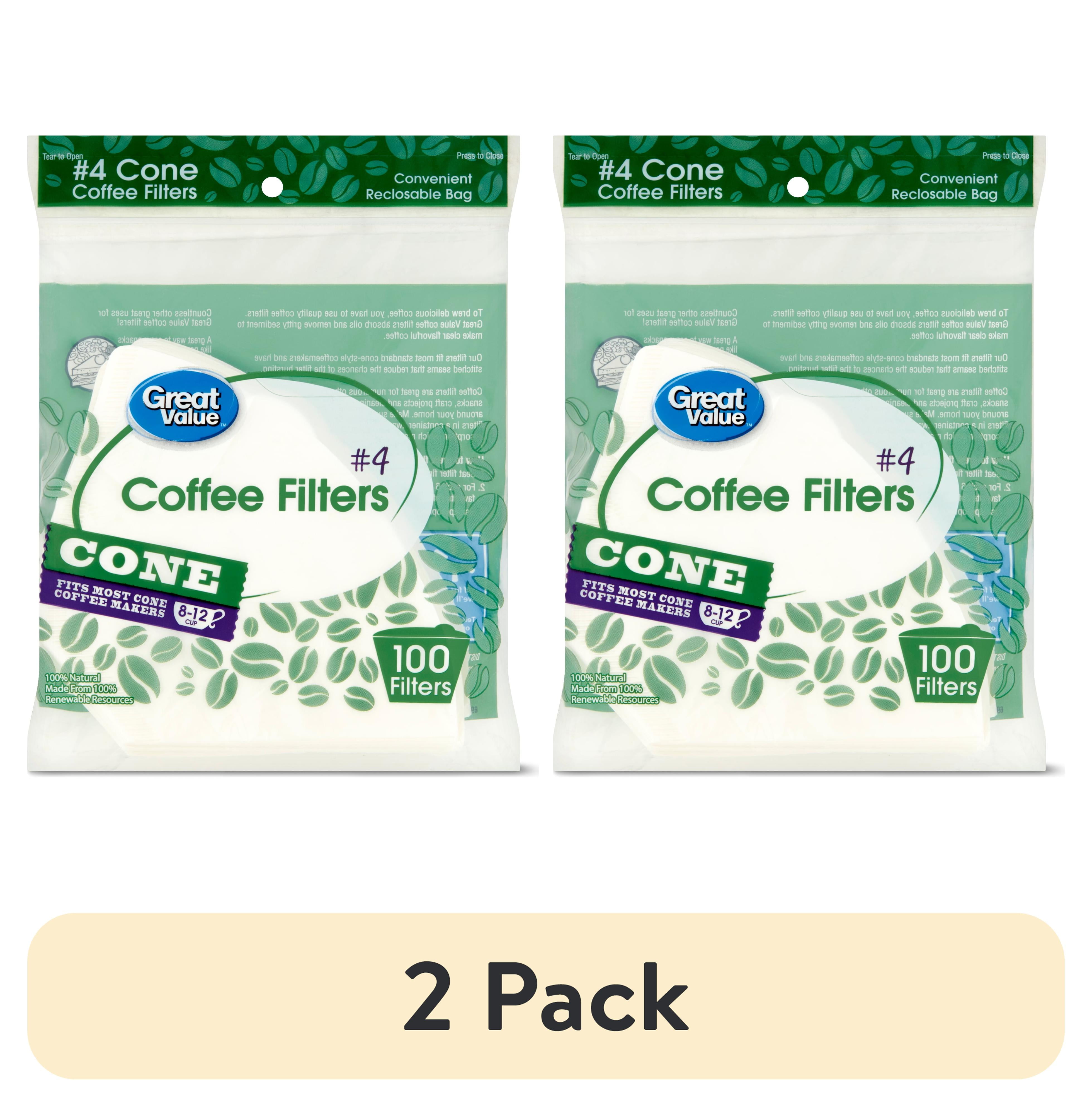 (2 pack) Great Value #4 Cone Coffee Filters, 100 count - Walmart.com