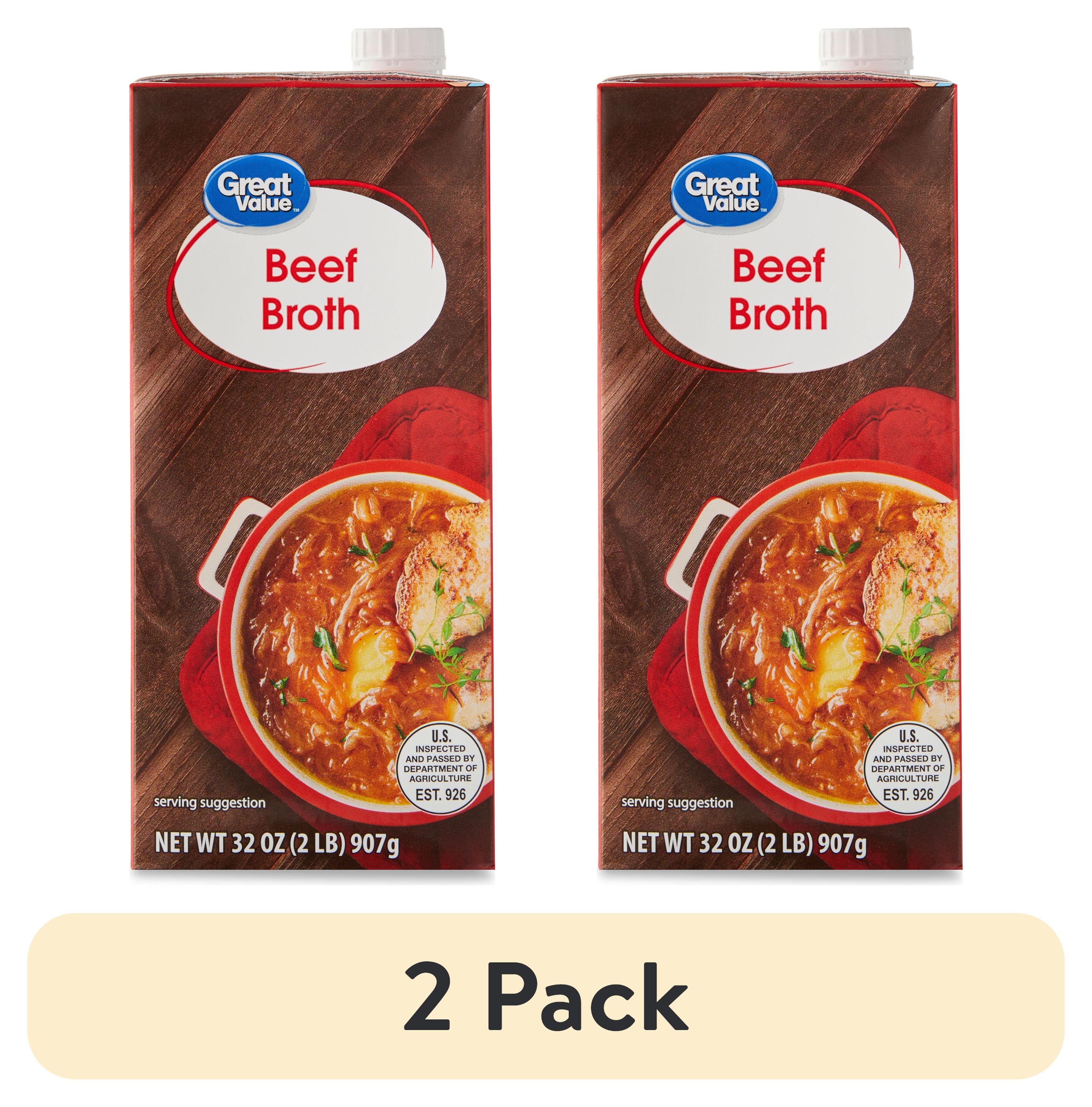 (2 pack) Great Value Beef Broth, 32 oz Carton - Walmart.com
