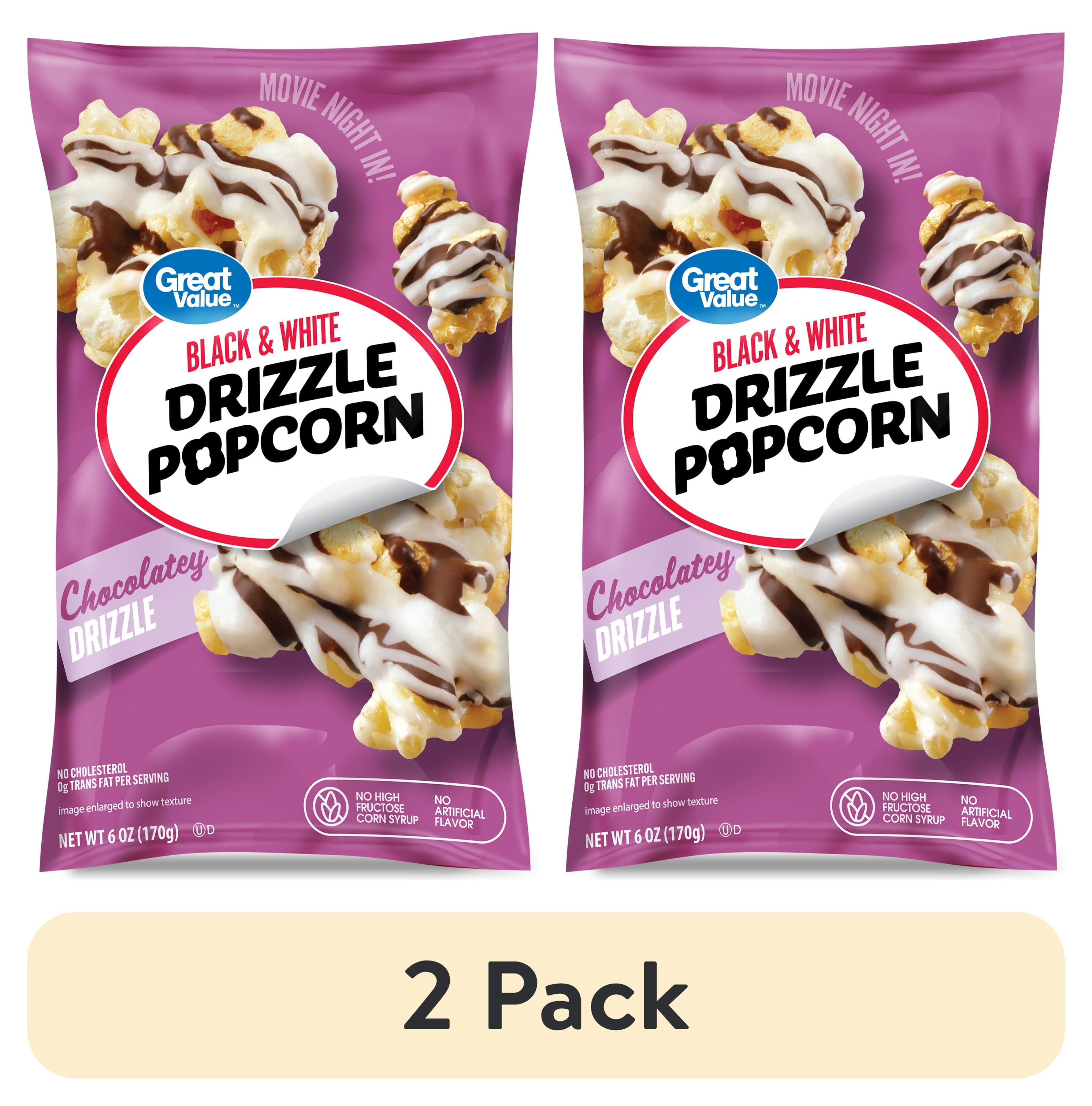(2 pack) Great Value Black & White Drizzle Flavored Popcorn, 6 oz Bag ...