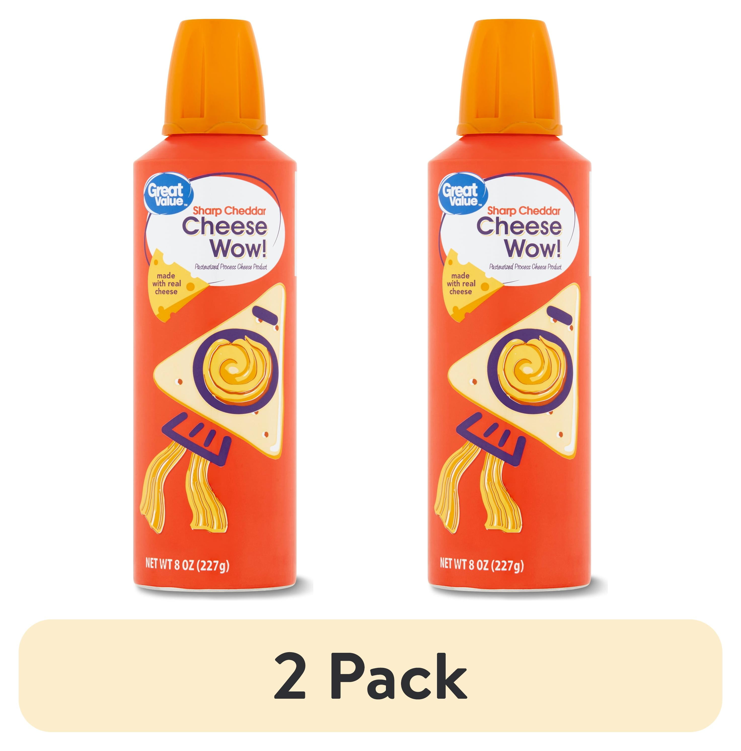 (2 pack) Great Value Cheese Wow! Spray Cheese, Sharp Cheddar, 8 oz ...