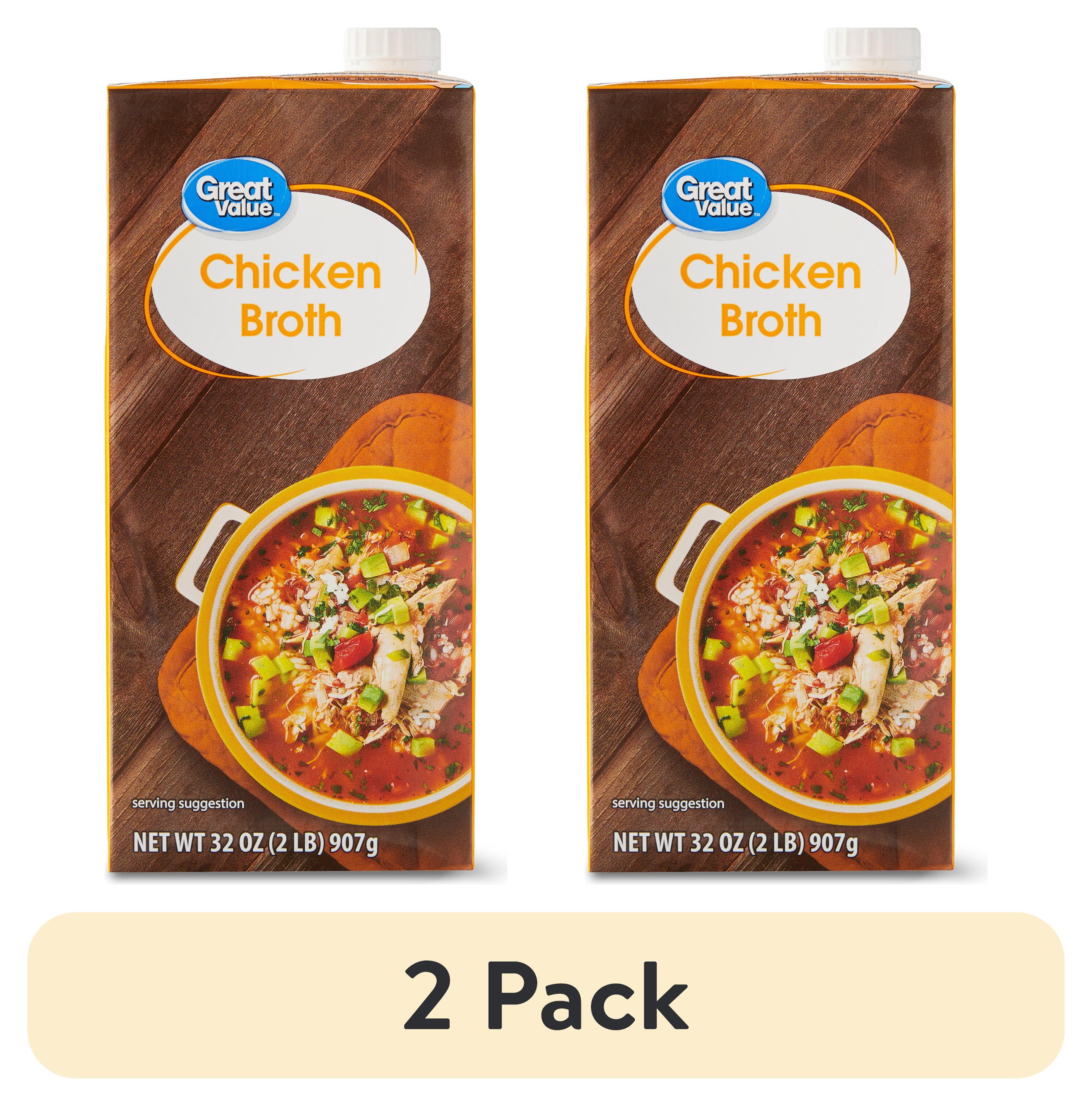(2 pack) Great Value Chicken Broth, 32 oz Carton - Walmart.com