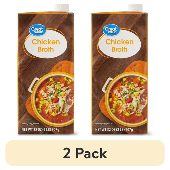 (2 pack) Great Value Chicken Broth, 32 oz Carton - Walmart.com