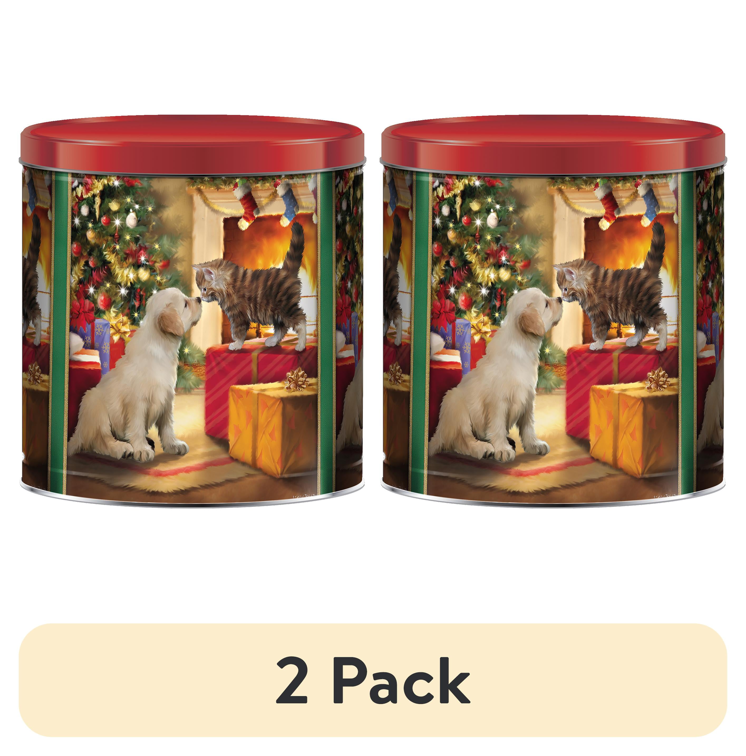 (2 pack) Great Value Christmas Popcorn Tin, Puppy and Kitten, Assorted ...