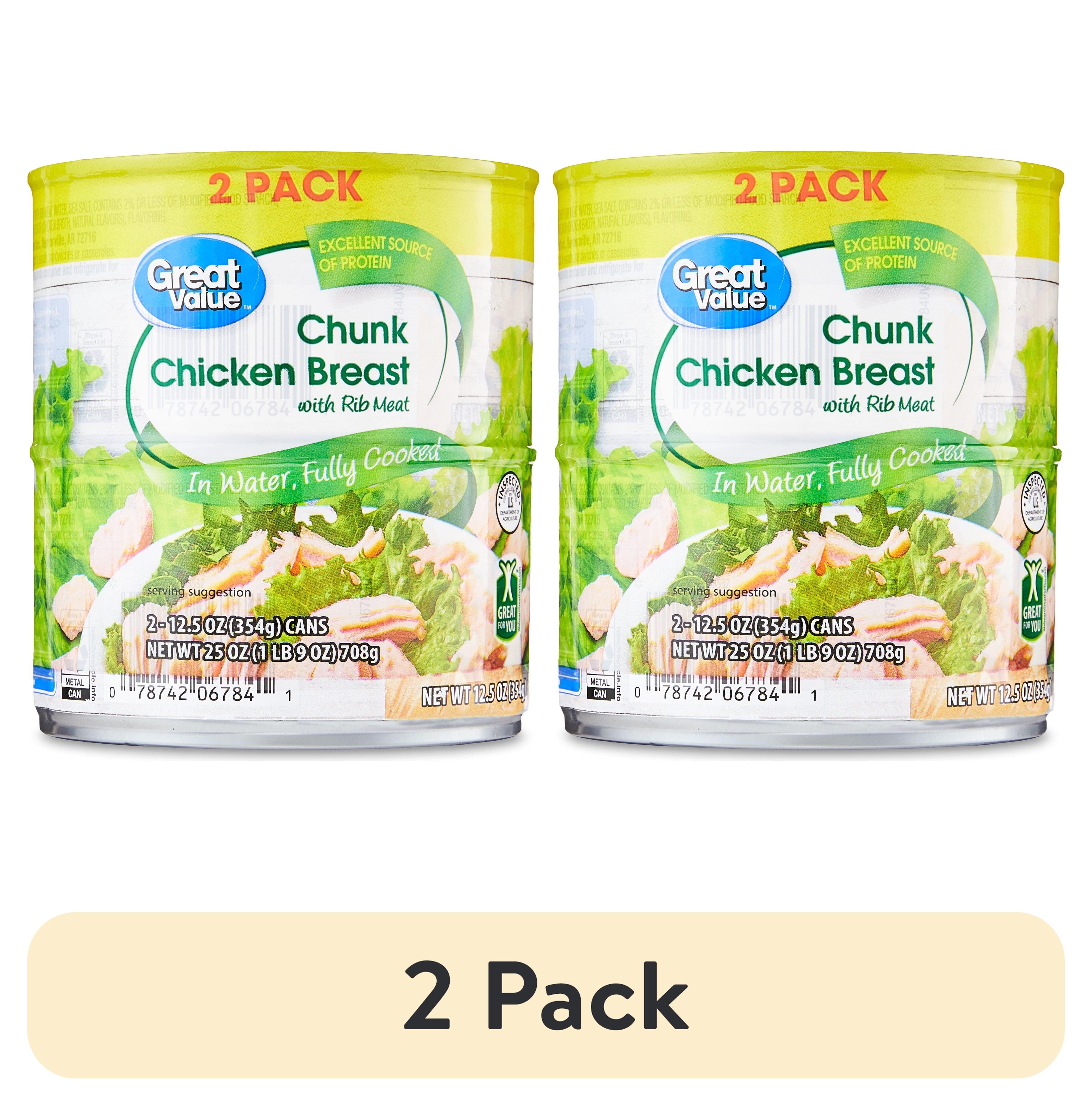 (2 pack) Great Value Chunk Chicken Breast, 12.5 oz Can, (2 Pack ...