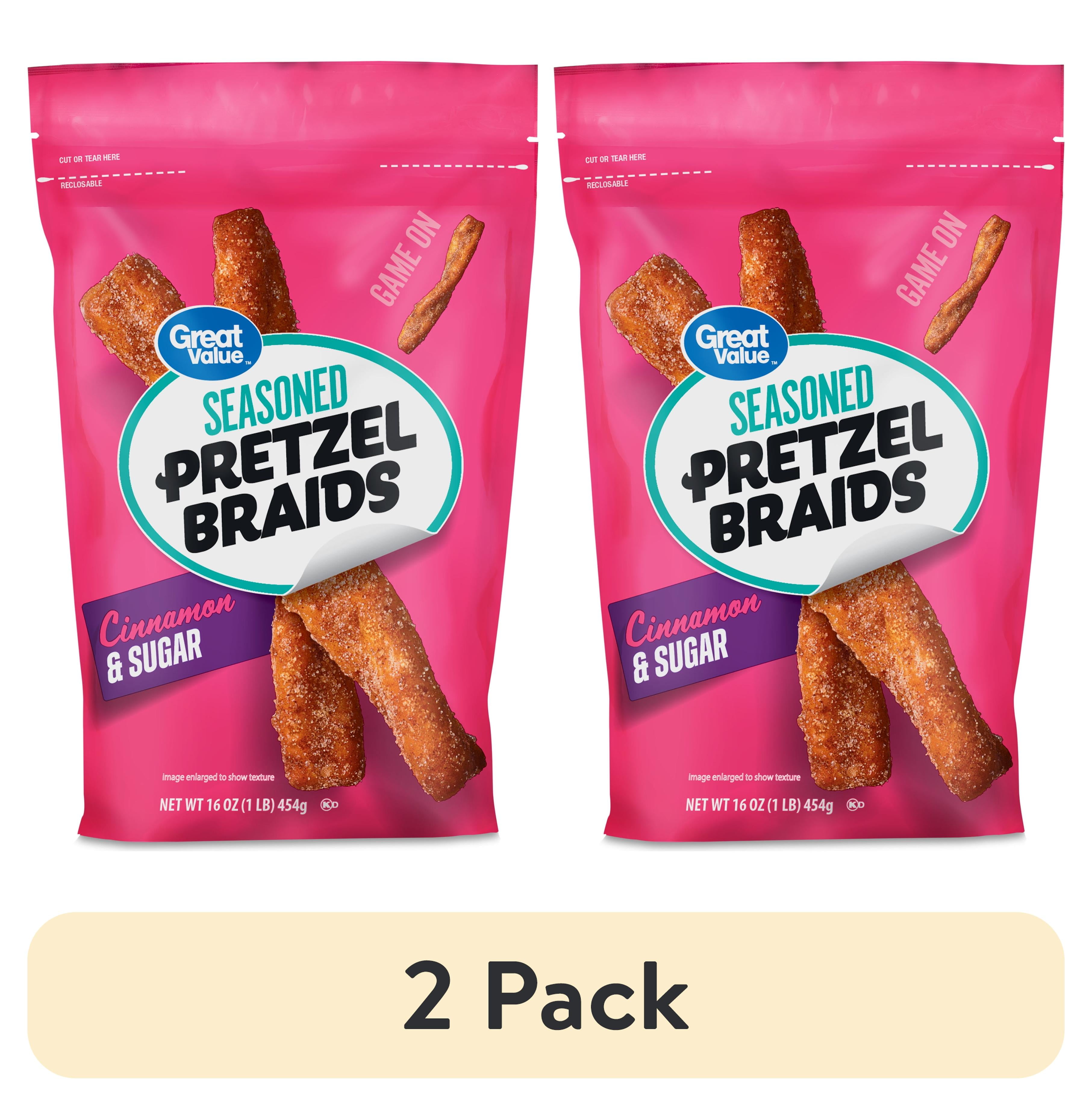 (2 pack) Great Value Cinnamon & Sugar Seasoned Pretzel Braids, 16 oz ...