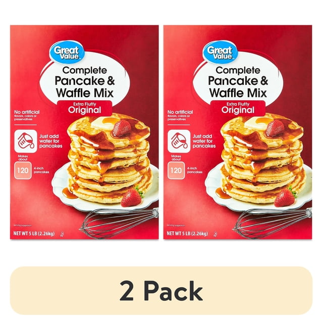 (2 pack) Great Value Complete Pancake & Waffle Mix, Extra Fluffy ...