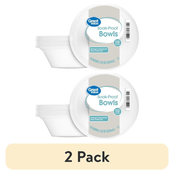 (2 pack) Great Value Everyday Disposable Foam Bowls, 28 OZ, 10 CT ...