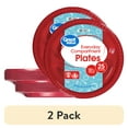 (2 pack) Great Value Everyday Disposable Plastic Compartment Plate, Red ...