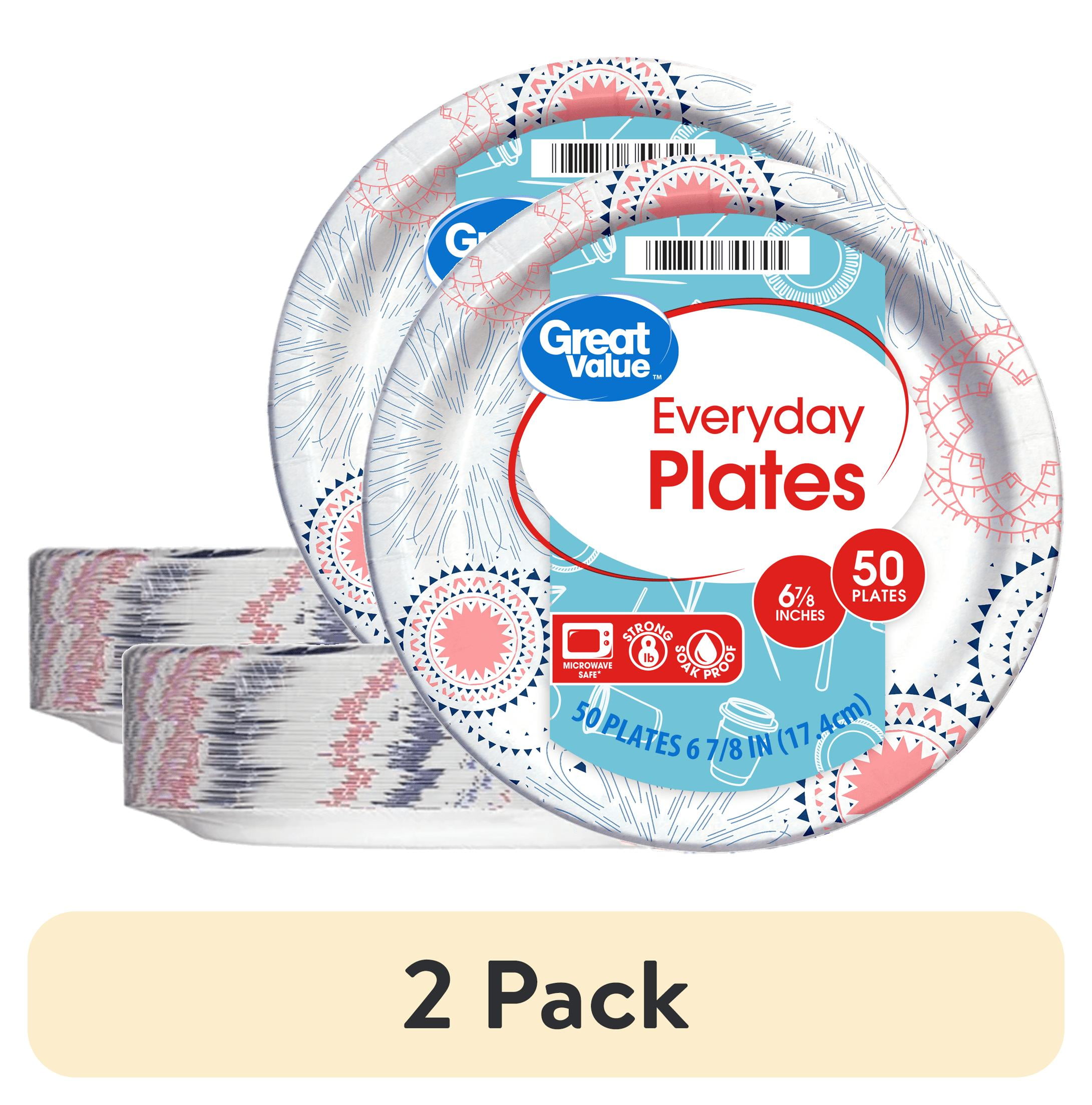 (2 pack) Great Value Paper Plate, 6.8 Inch, White, 50 Count - Walmart.com