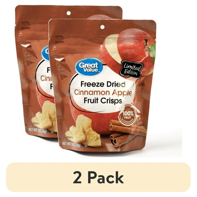(2 pack) Great Value Freeze Dried Apple Cinnamon Fruit Crisps, 1 oz ...