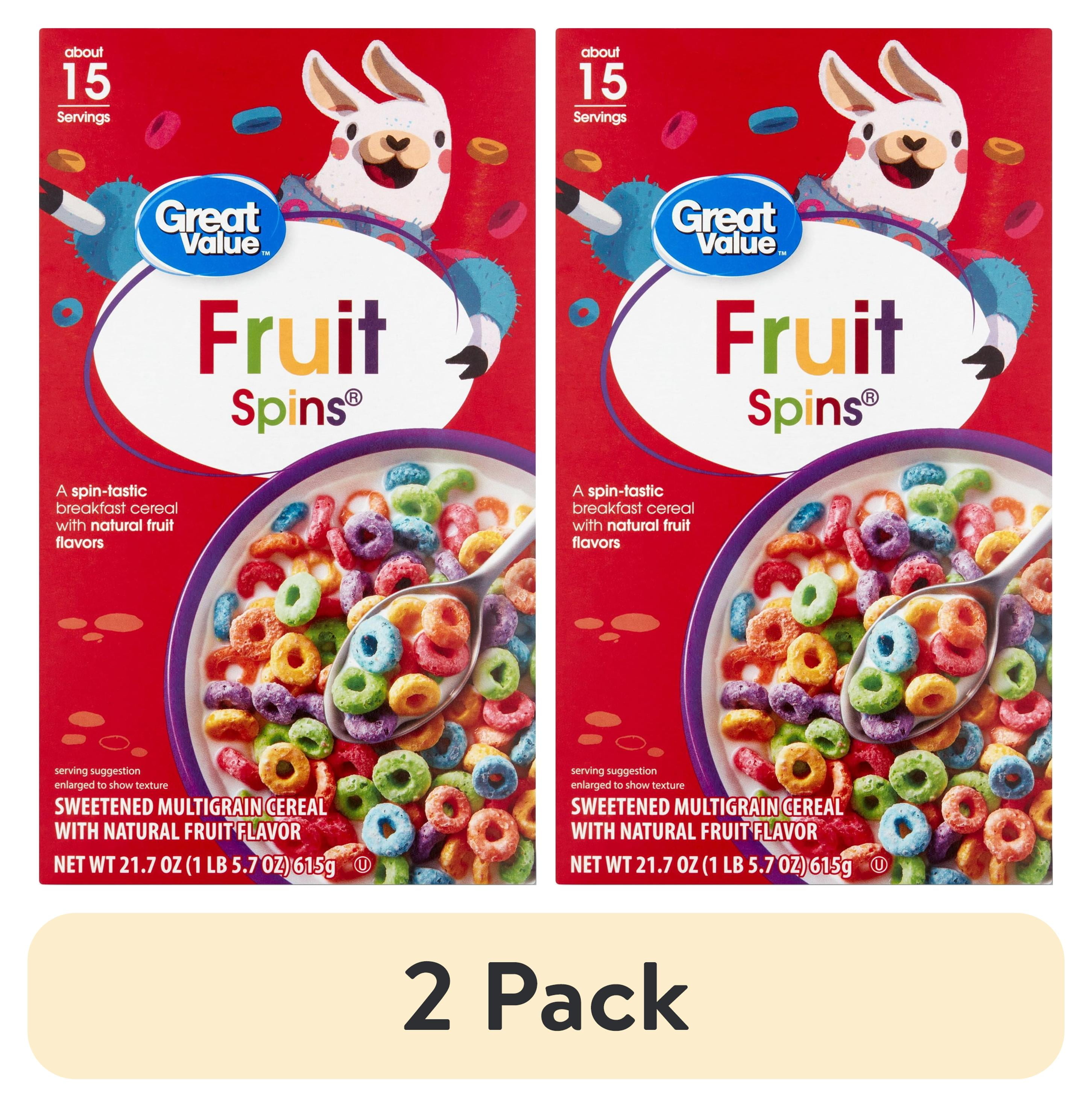 (2 pack) Great Value Fruit Spin Loops, Breakfast Cereal, 21.7 oz ...