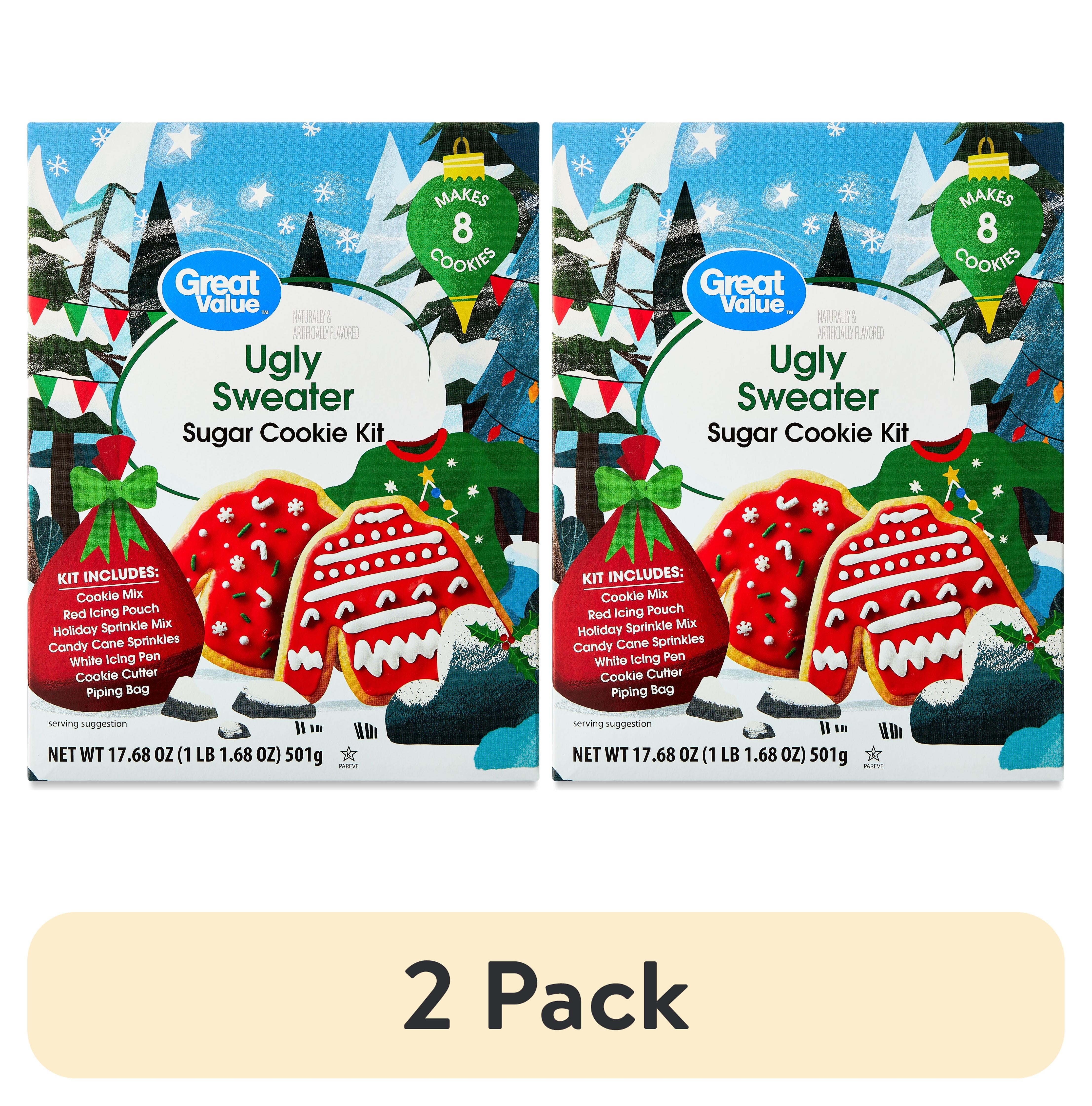(2 pack) Great Value Holiday Ugly Sweater Cookie Kit Mix, 17.68 oz ...