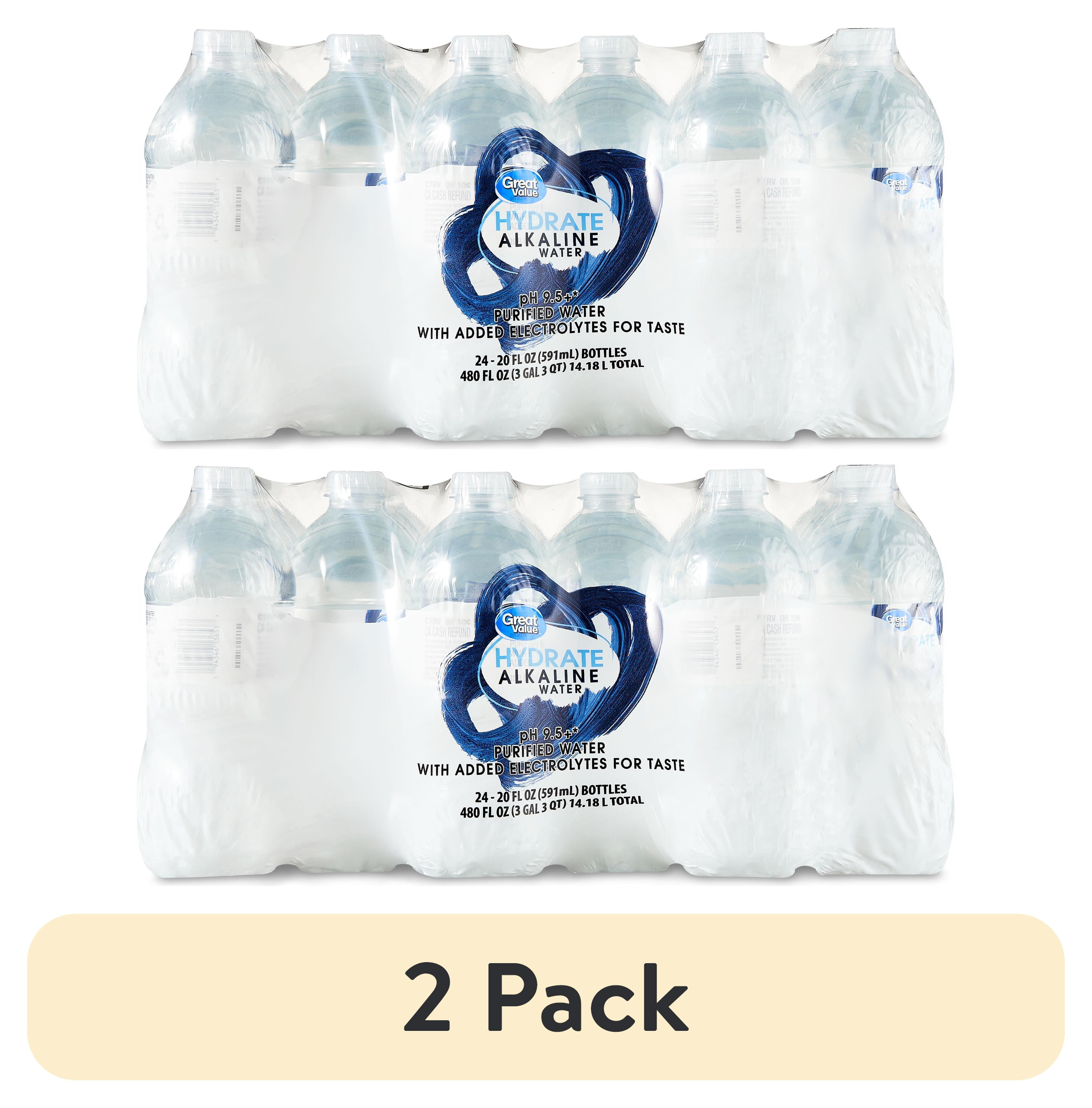 (2 pack) Great Value Hydrate Alkaline Water, 20 fl oz Bottles, 24 Count ...