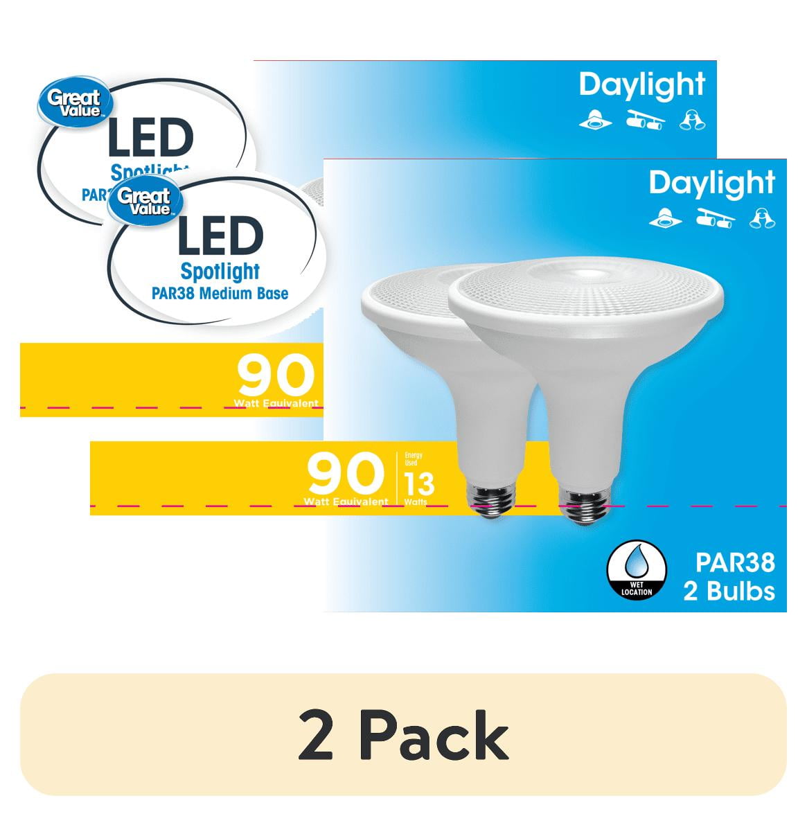 (2 pack) Great Value LED Light Bulb, 13.5 Watts (90W Equivalent) PAR38 ...